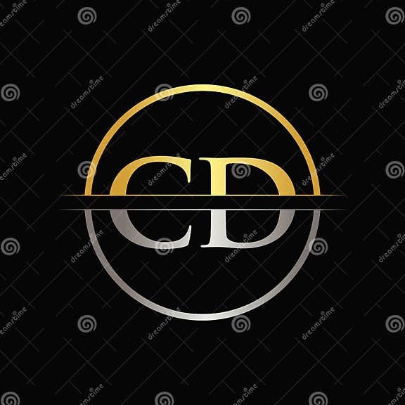 Initial Gold and Silver Color CD Letter Logo Typography Vector Template ...