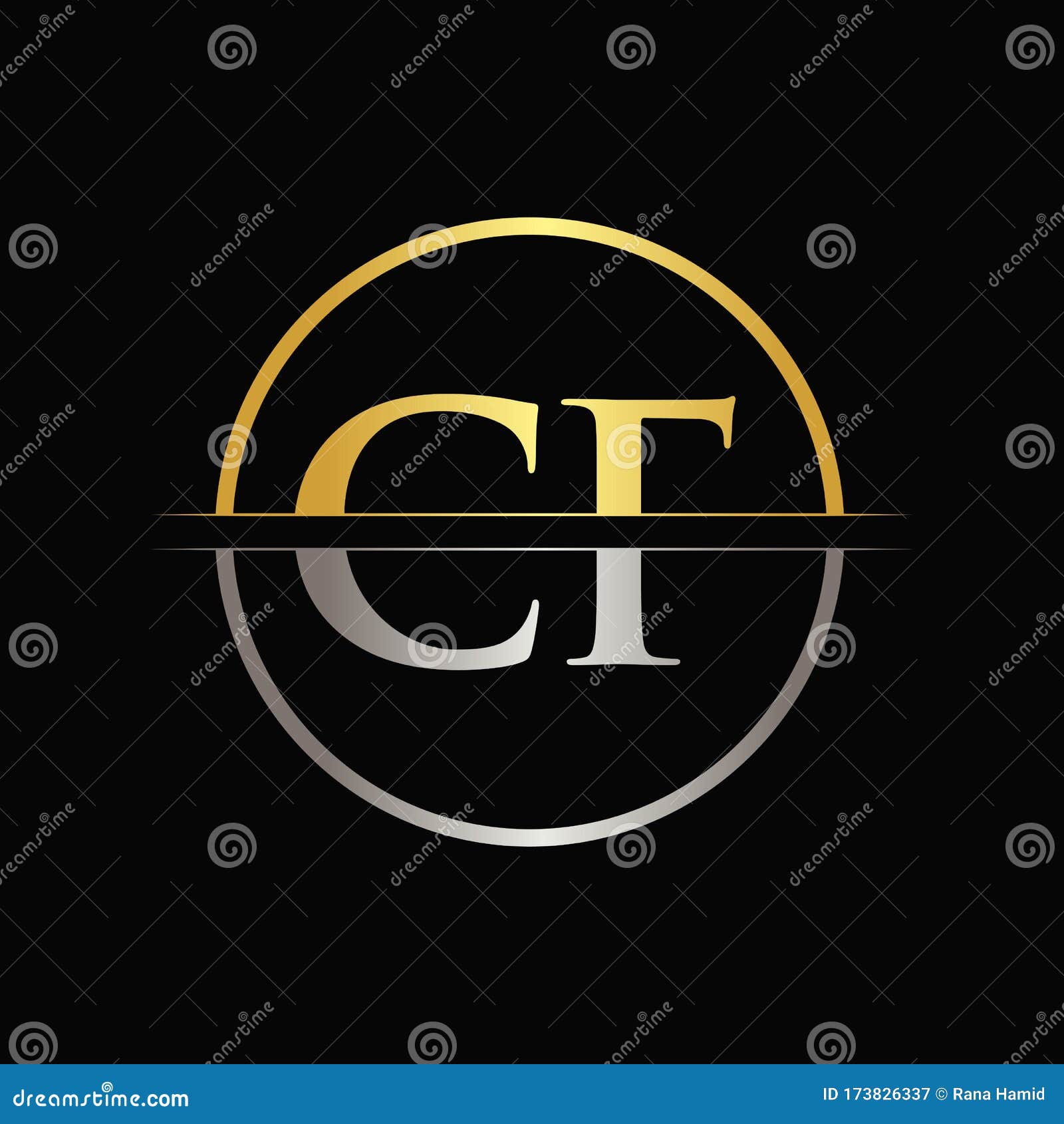 Initial Gold and Silver Color CF Letter Logo Typography Vector Template ...