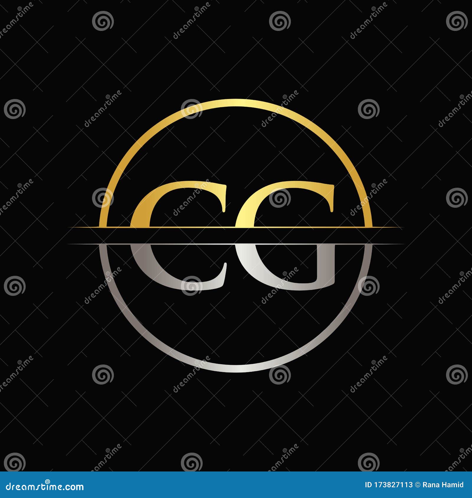 Initial Gold and Silver Color CG Letter Logo Typography Vector Template ...