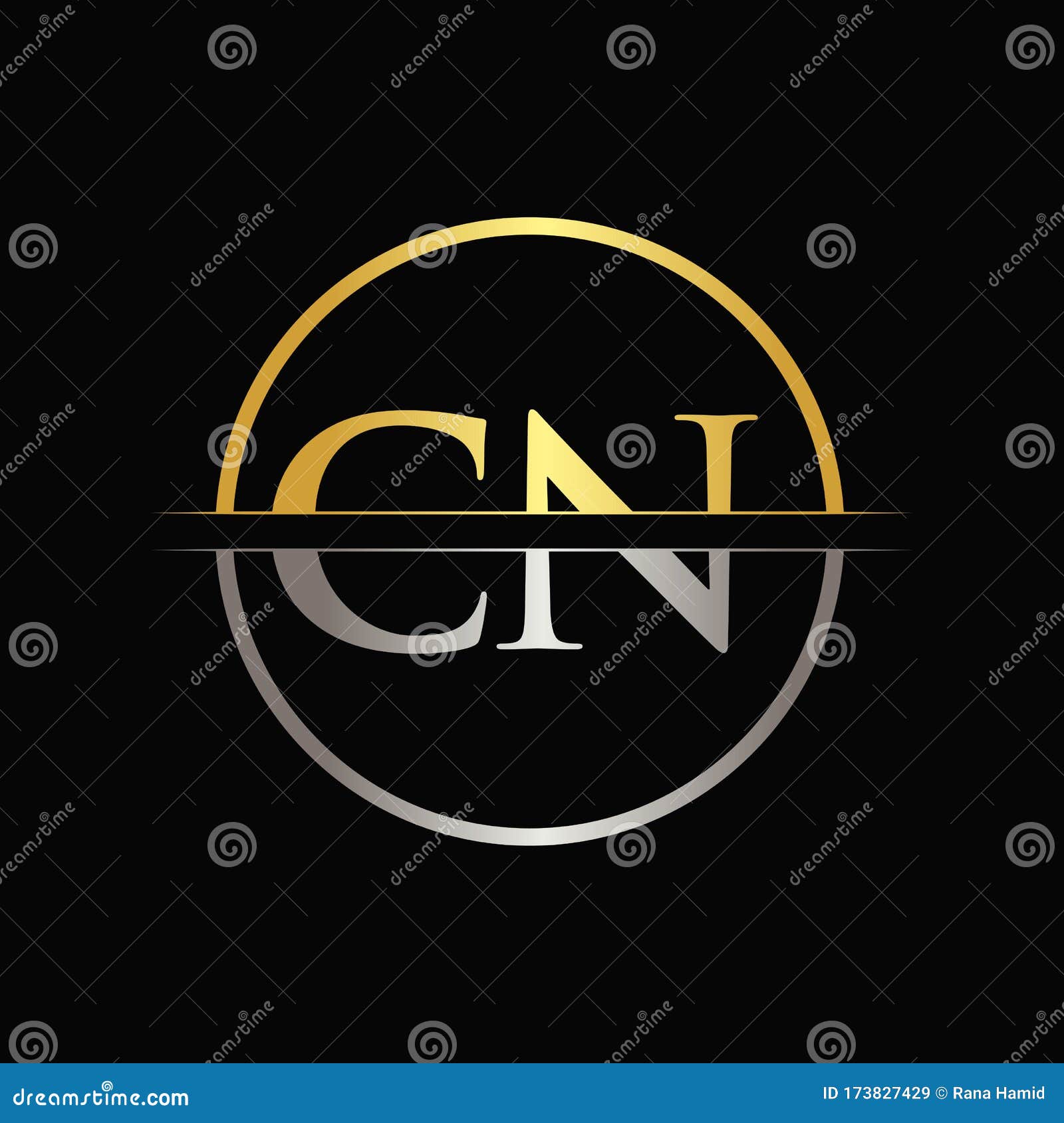 Initial Gold and Silver Color CN Letter Logo Typography Vector Template ...