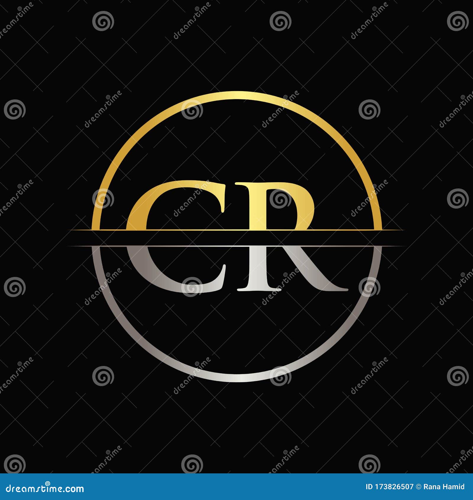 Initial Gold and Silver Color CR Letter Logo Typography Vector Template ...