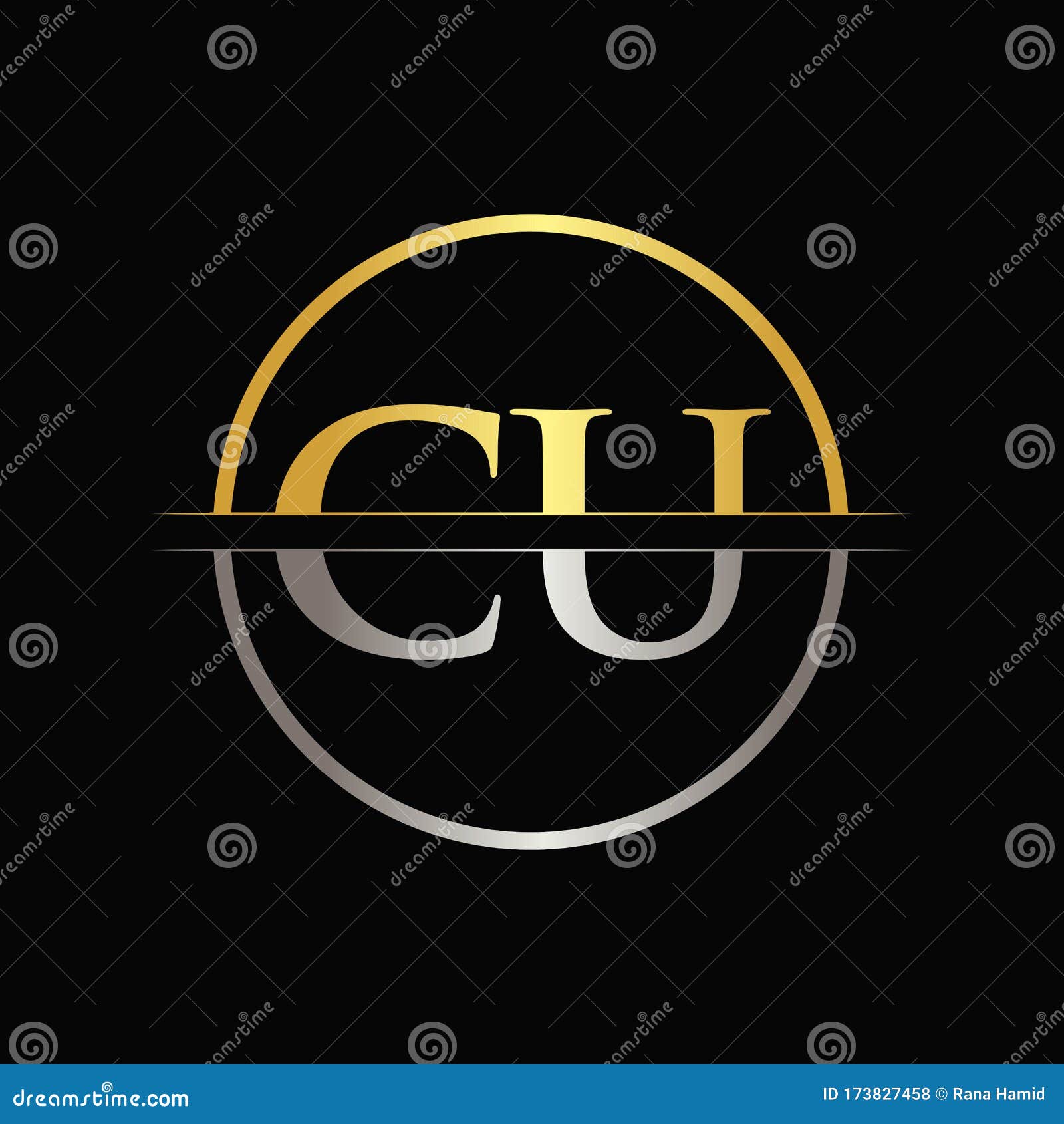 Initial Gold and Silver Color CU Letter Logo Typography Vector Template ...