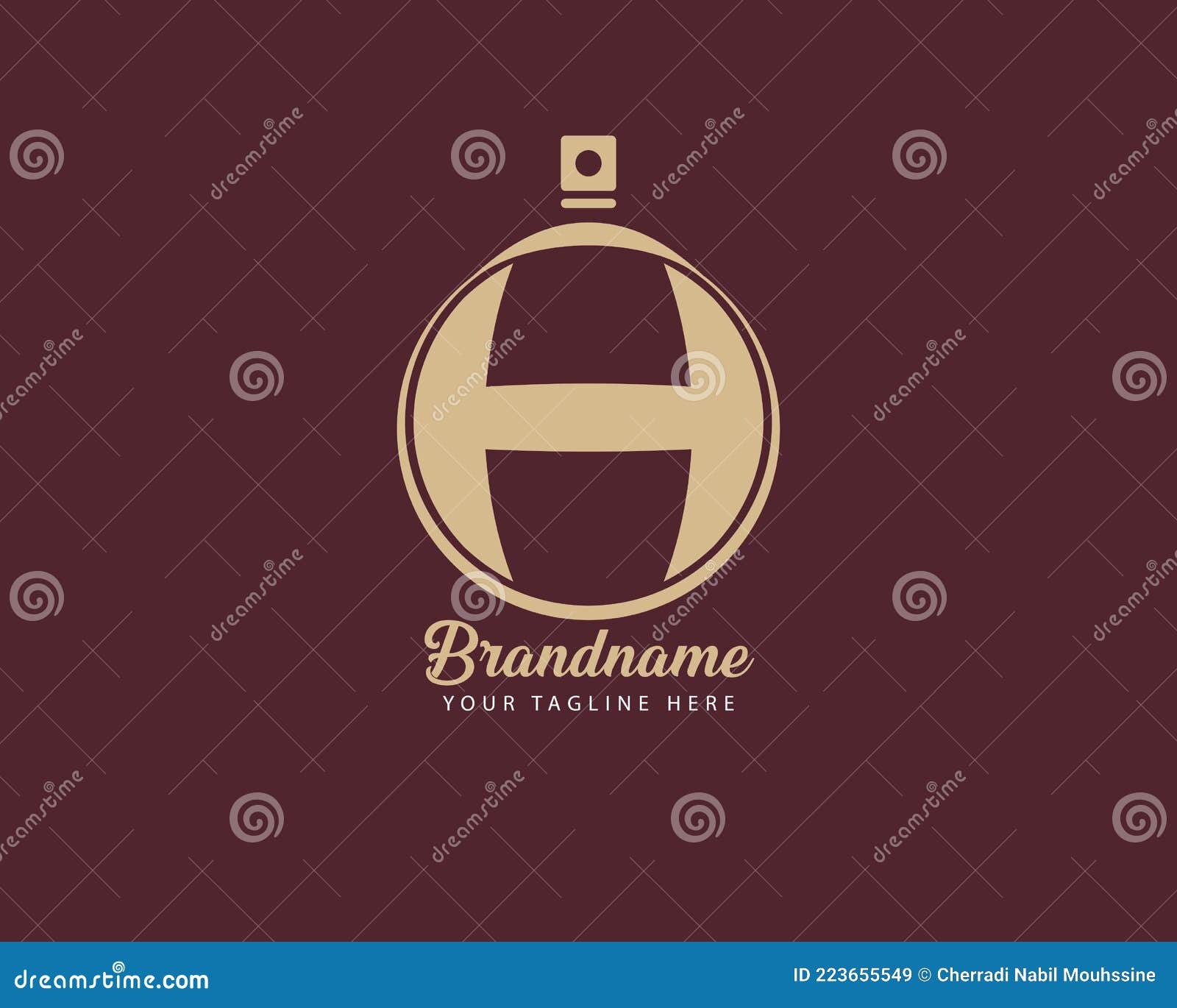 Initial Golden Letter H Perfume Logo Design, Designed for Spa ...