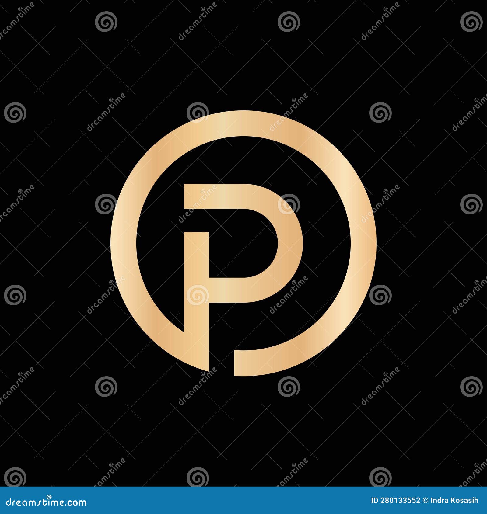Initial Golden Op Letter Logo Vector Icon Illustration on Black ...