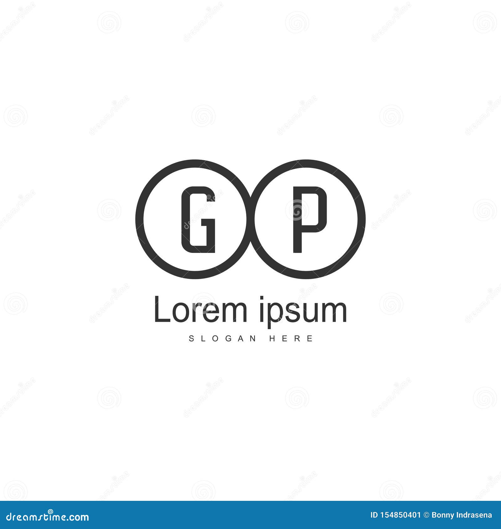 Initial GP Logo Template with Modern Frame. Minimalist GP Letter Logo ...