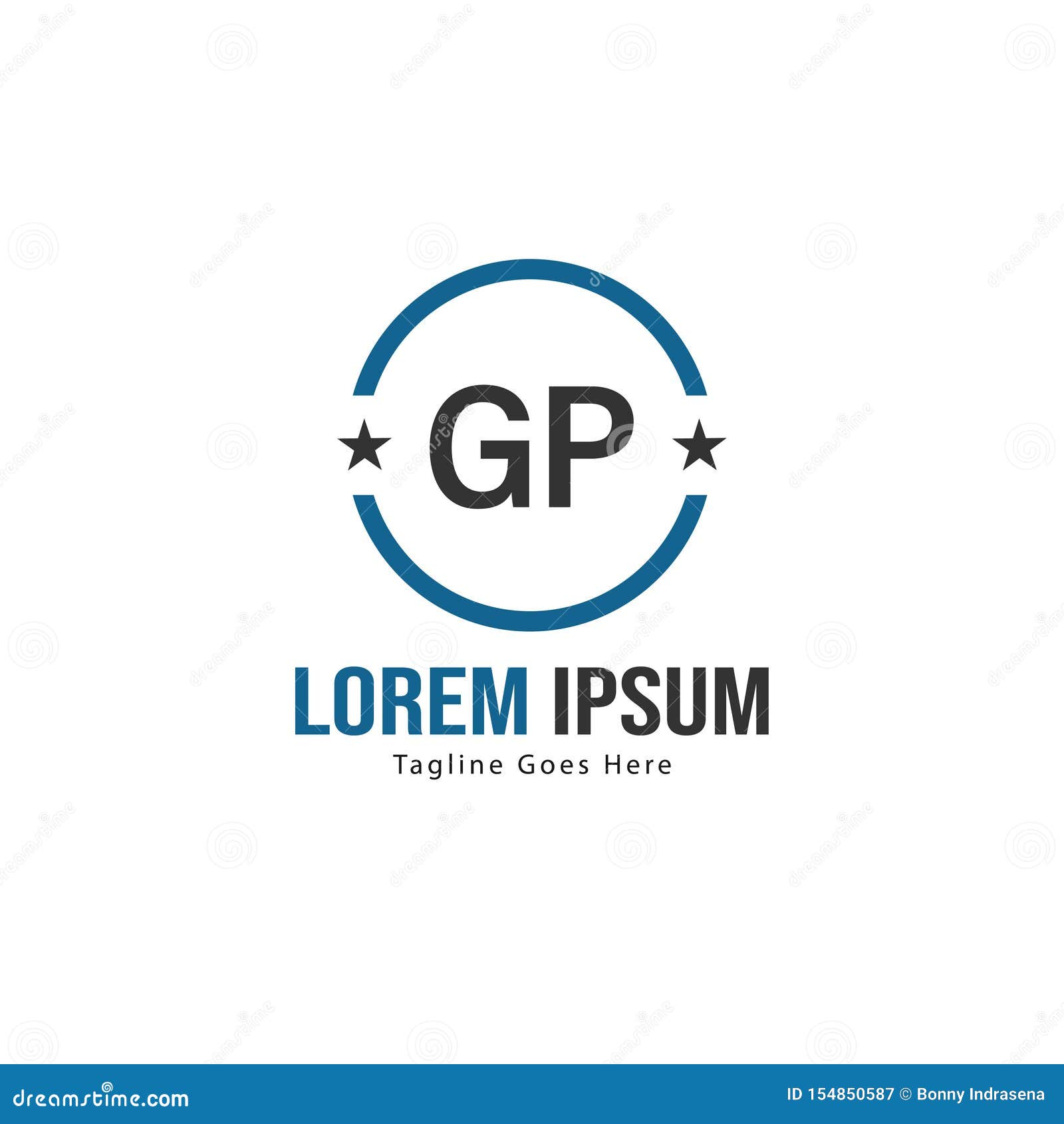 Initial GP Logo Template with Modern Frame. Minimalist GP Letter Logo ...