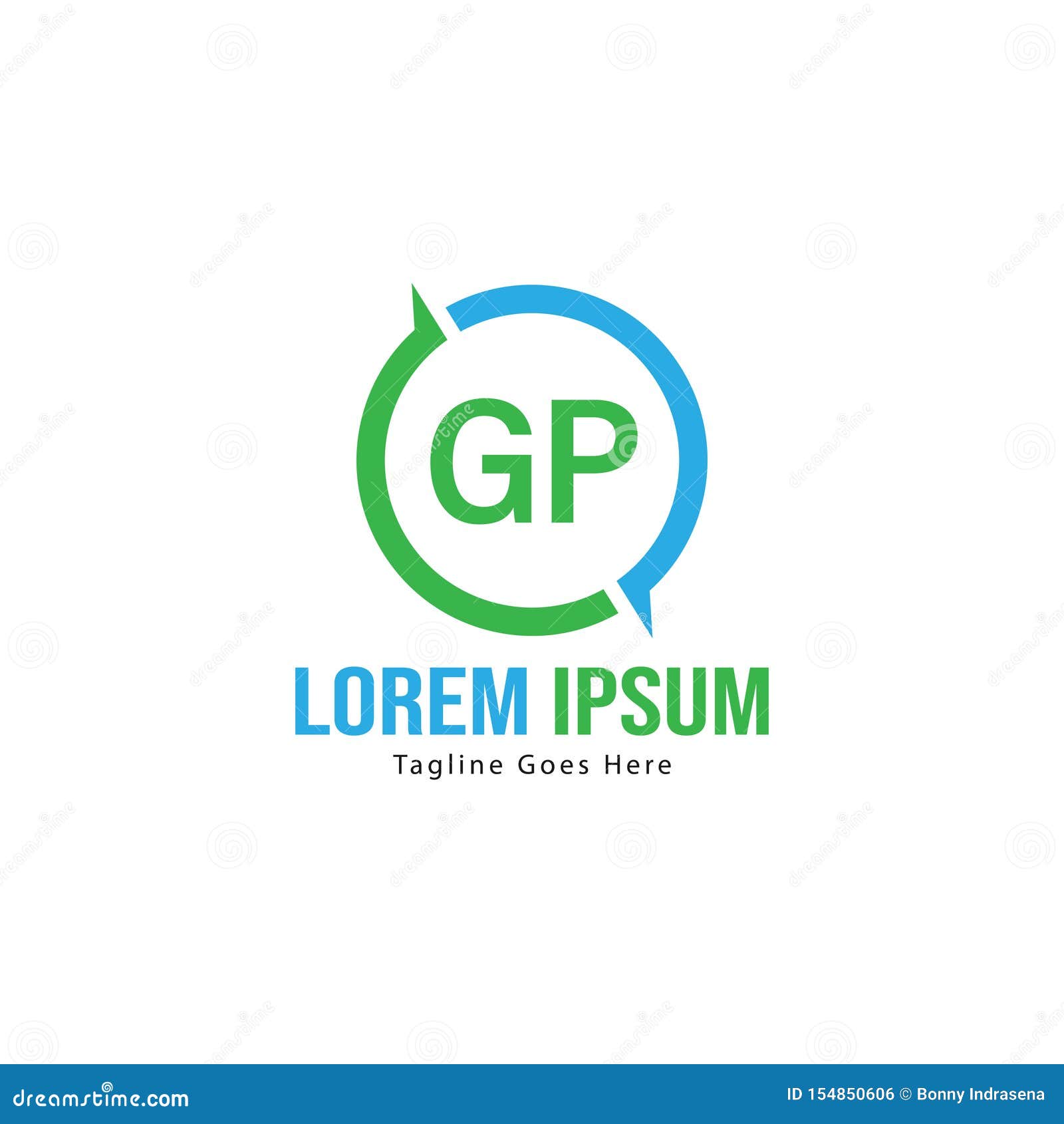 Initial GP Logo Template with Modern Frame. Minimalist GP Letter Logo ...