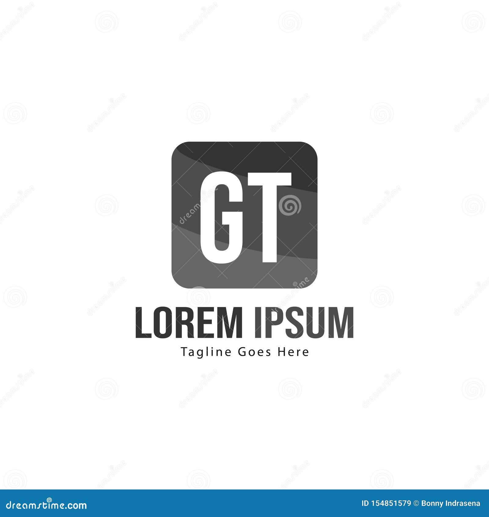 Initial GT Logo Template with Modern Frame. Minimalist GT Letter Logo ...