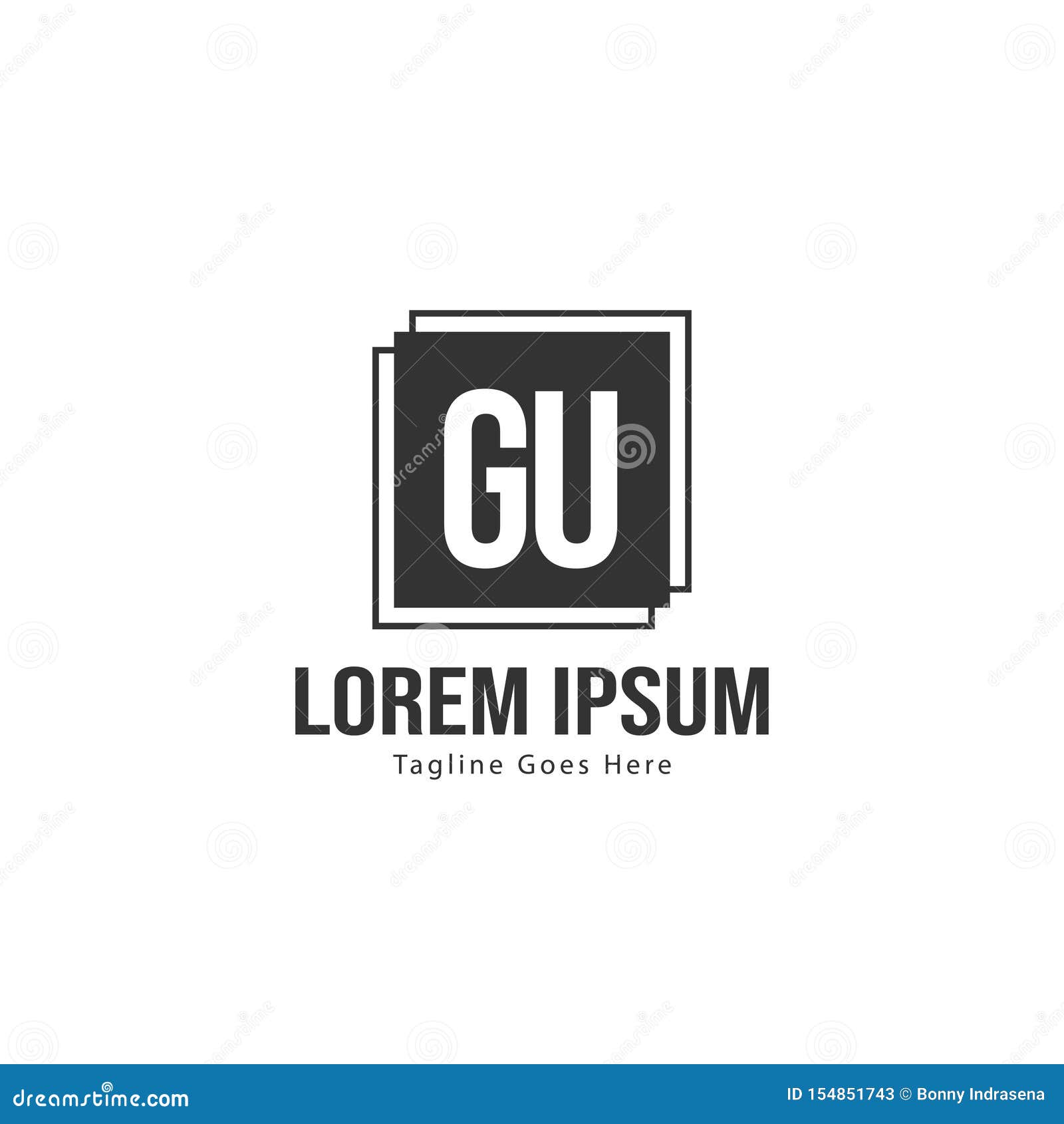 Initial GU Logo Template with Modern Frame. Minimalist GU Letter Logo ...