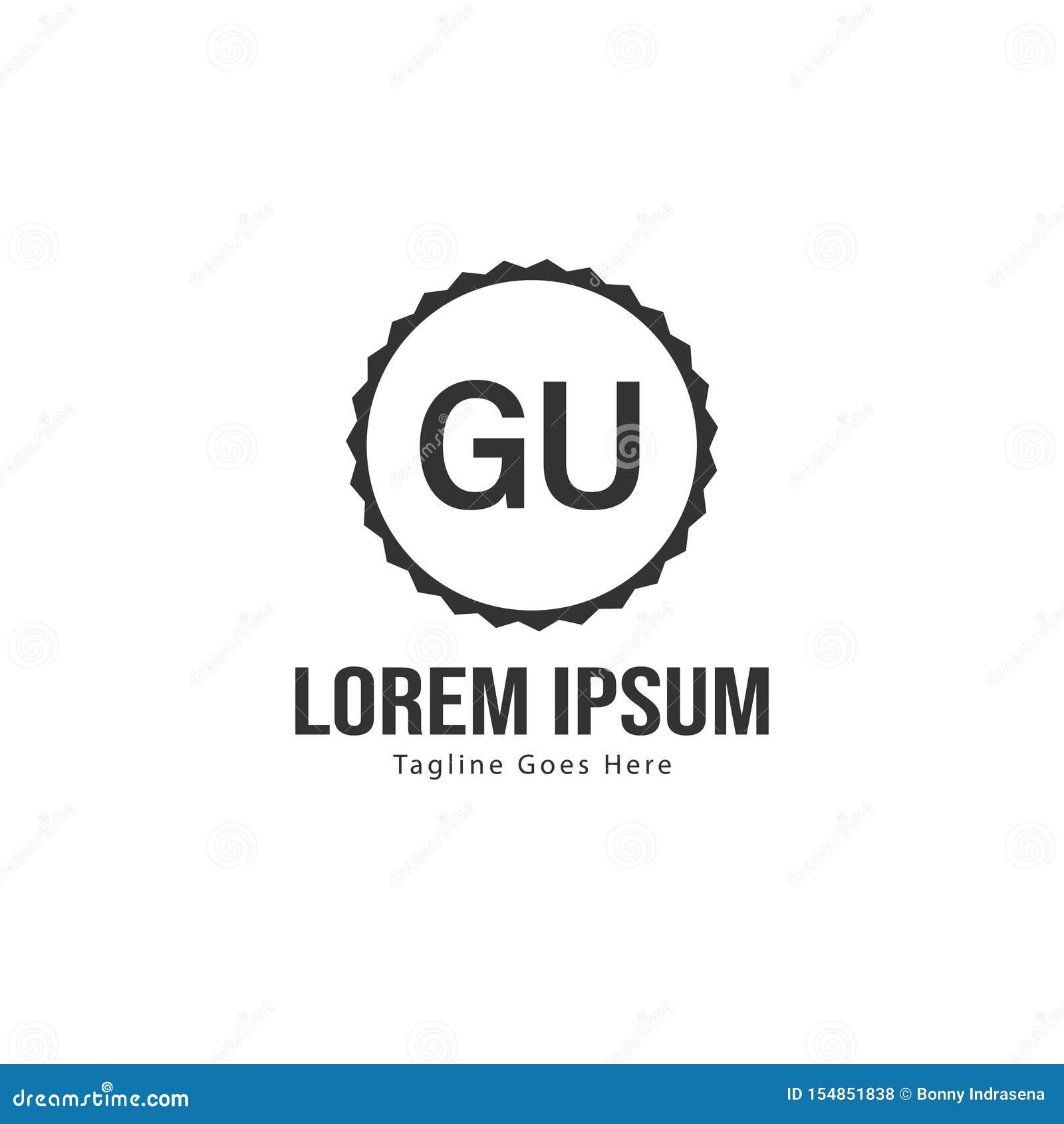 Initial GU Logo Template with Modern Frame. Minimalist GU Letter Logo ...