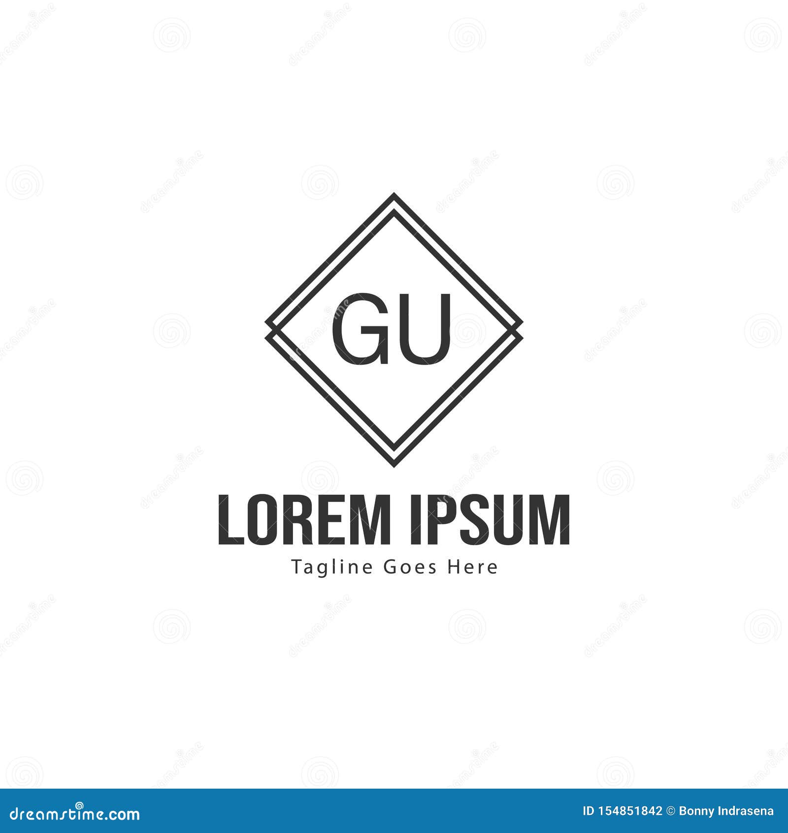 Initial GU Logo Template with Modern Frame. Minimalist GU Letter Logo ...