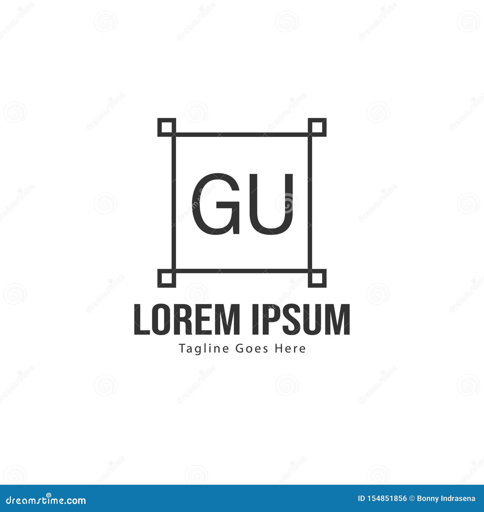 Initial GU Logo Template with Modern Frame. Minimalist GU Letter Logo ...