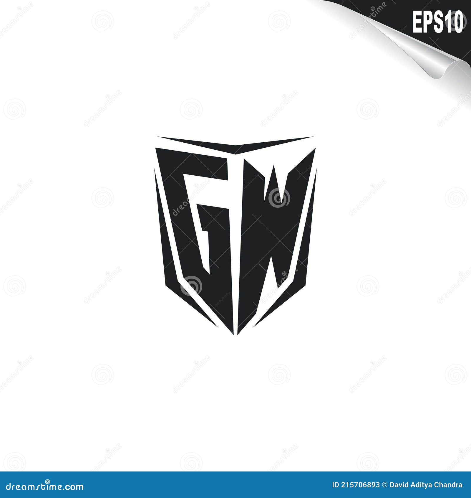 Initial GW Logo Design with Shield Style, Logo Business Branding Stock ...