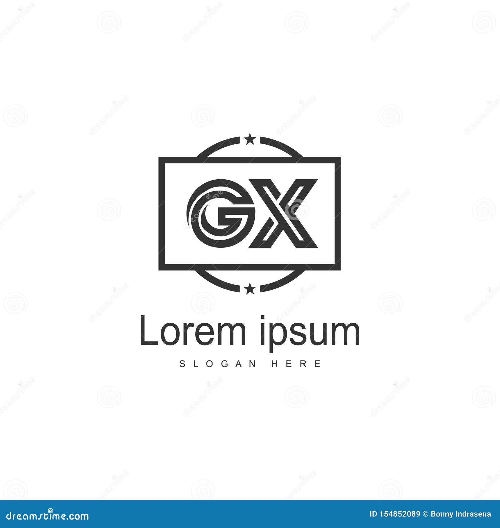 Initial GX Logo Template with Modern Frame. Minimalist GX Letter Logo ...