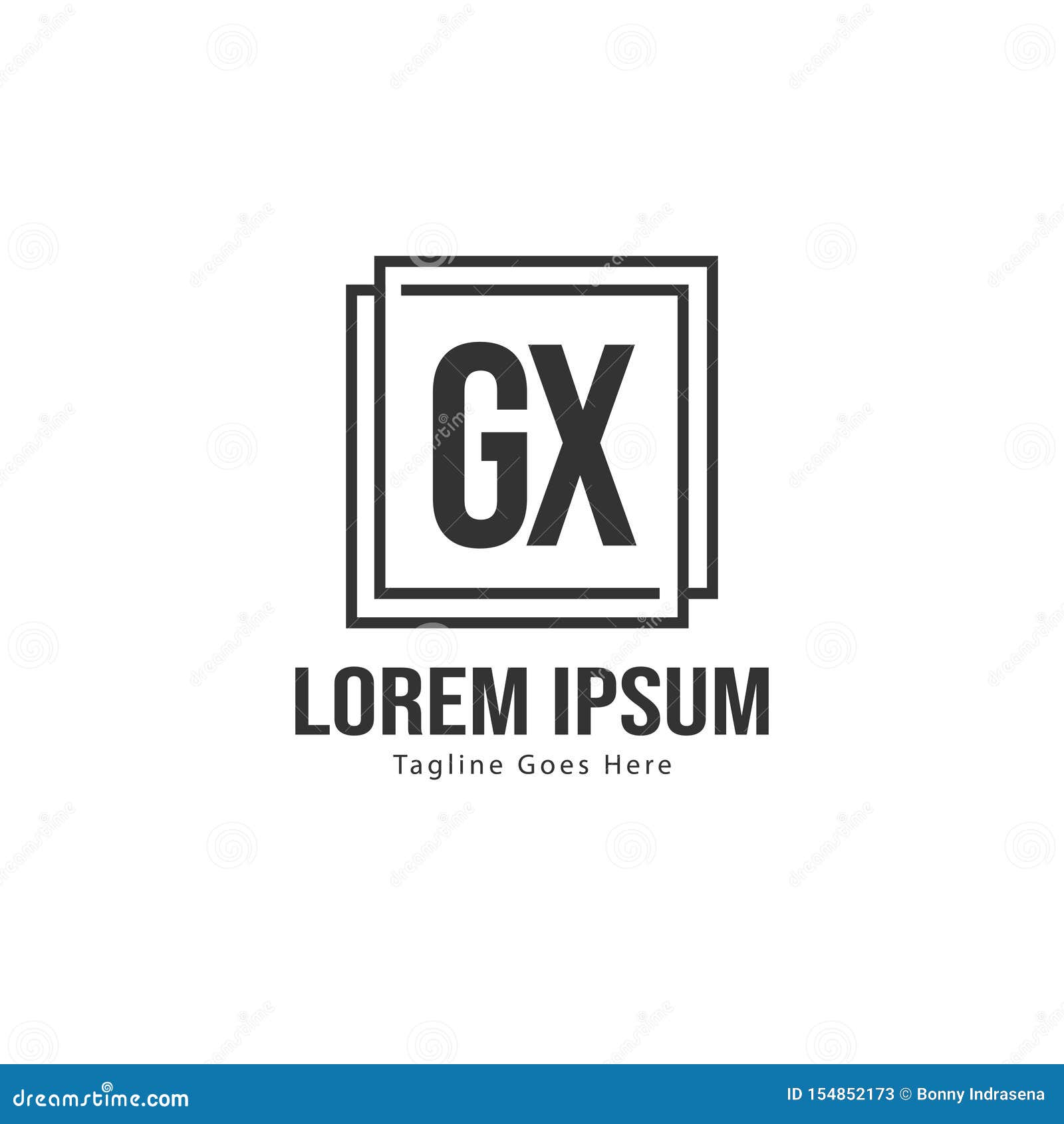 Initial GX Logo Template with Modern Frame. Minimalist GX Letter Logo ...