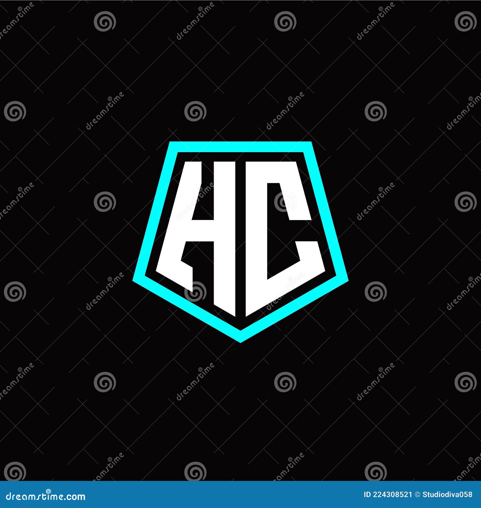 Initial H C Letter with Polygon Modern Style Logo Template Vector Stock ...