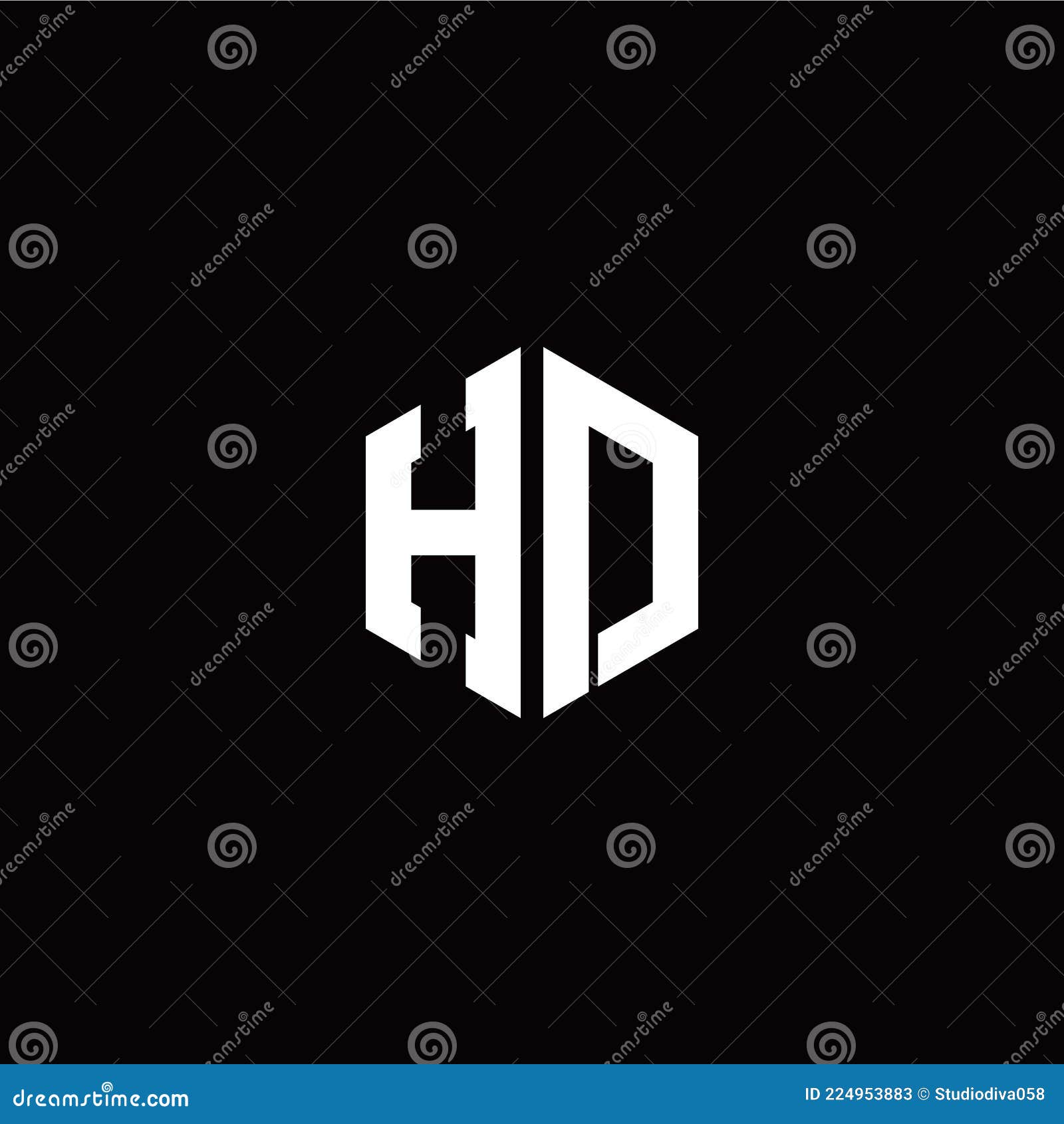 Initial H D Letter with Polygon Modern Style Logo Template Vector Stock ...