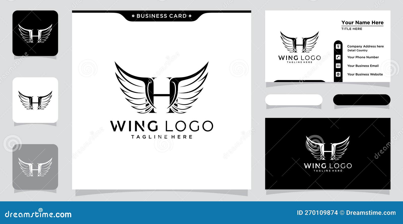 Initial H Letter Logo and Wings Symbol. Wings Design Element, Initial ...