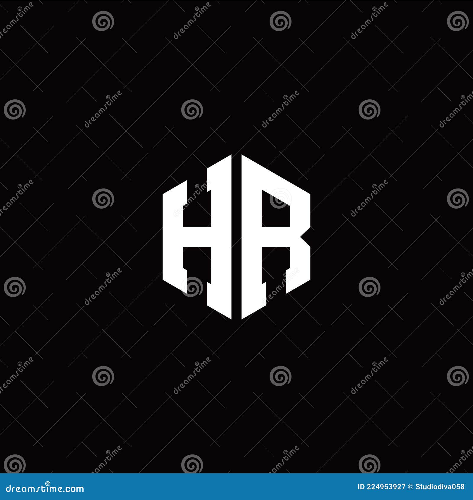 Initial H R Letter with Polygon Modern Style Logo Template Vector Stock ...