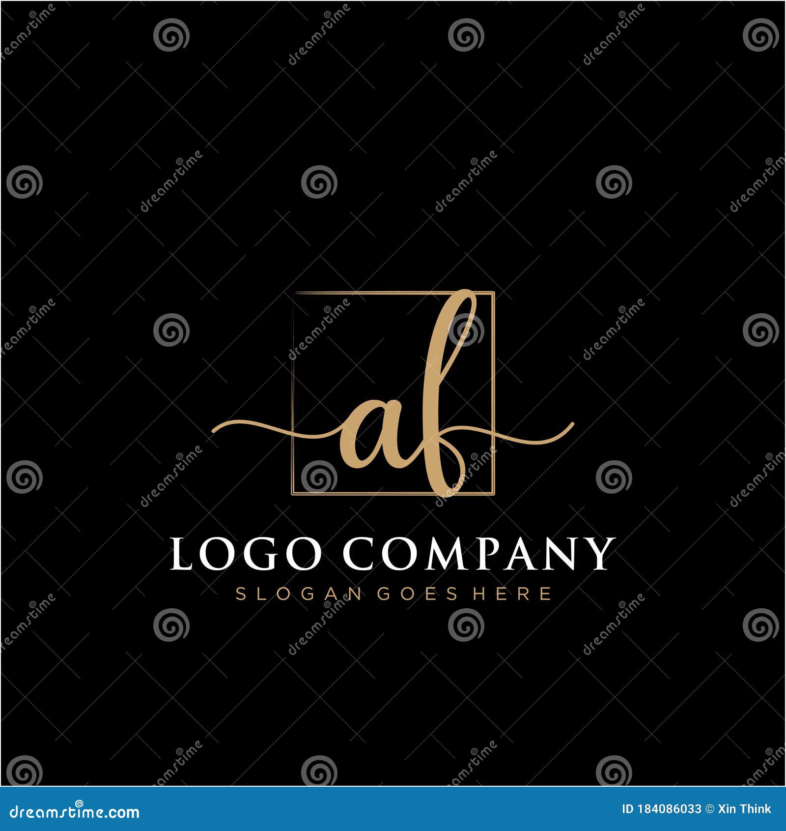 AF Initial Handwriting Logo with Rectangle Template Vector Stock Vector ...