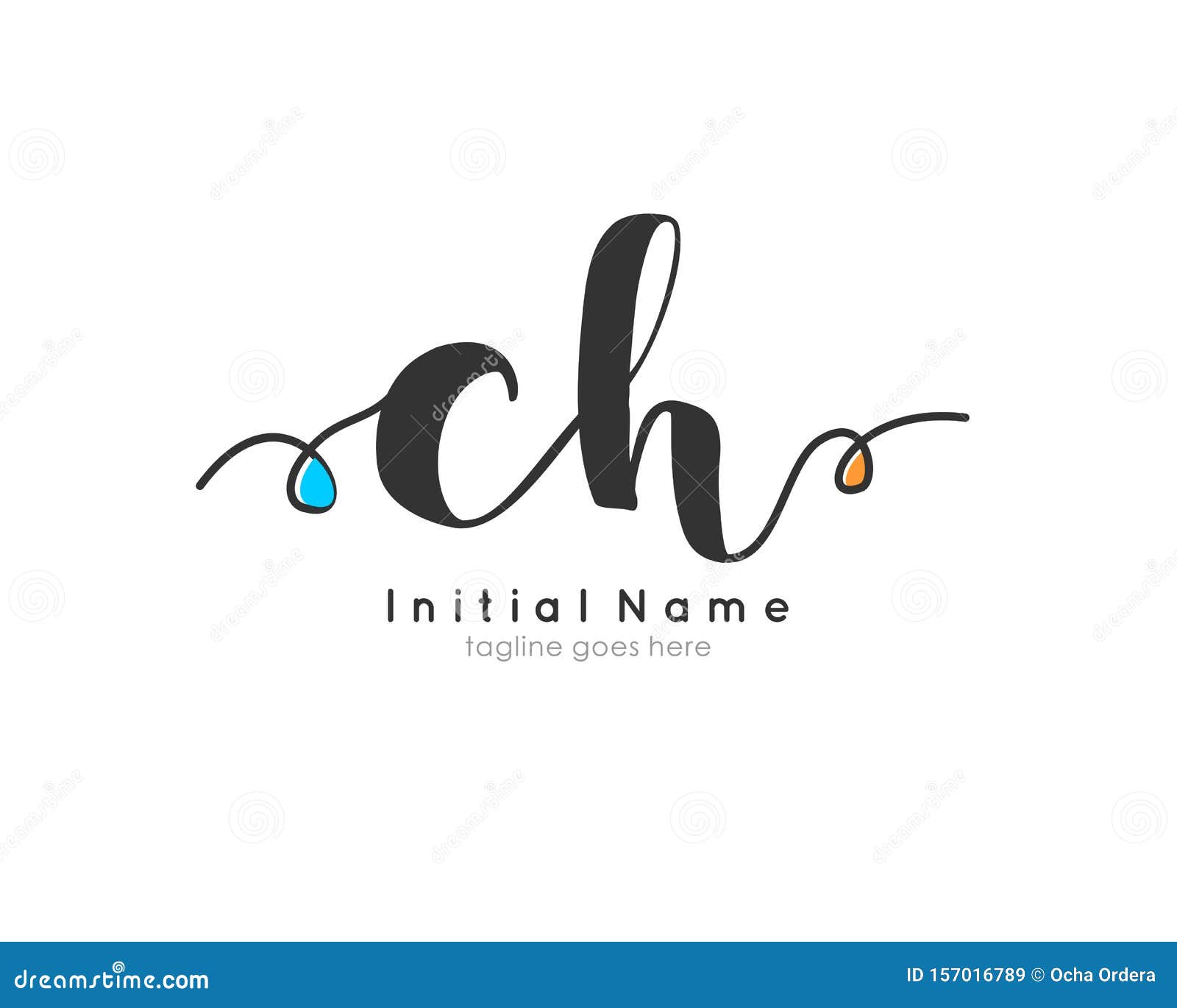 CH Signature Initial Logo Template Vector. Initial Signature Logo ...