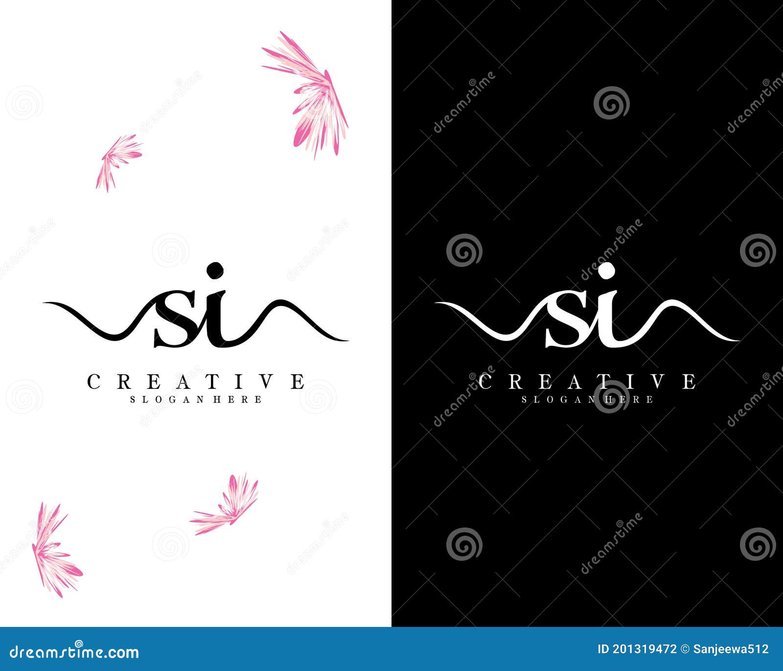 Initial Handwriting Si/is Letter Logo Template Vector Design with Black ...