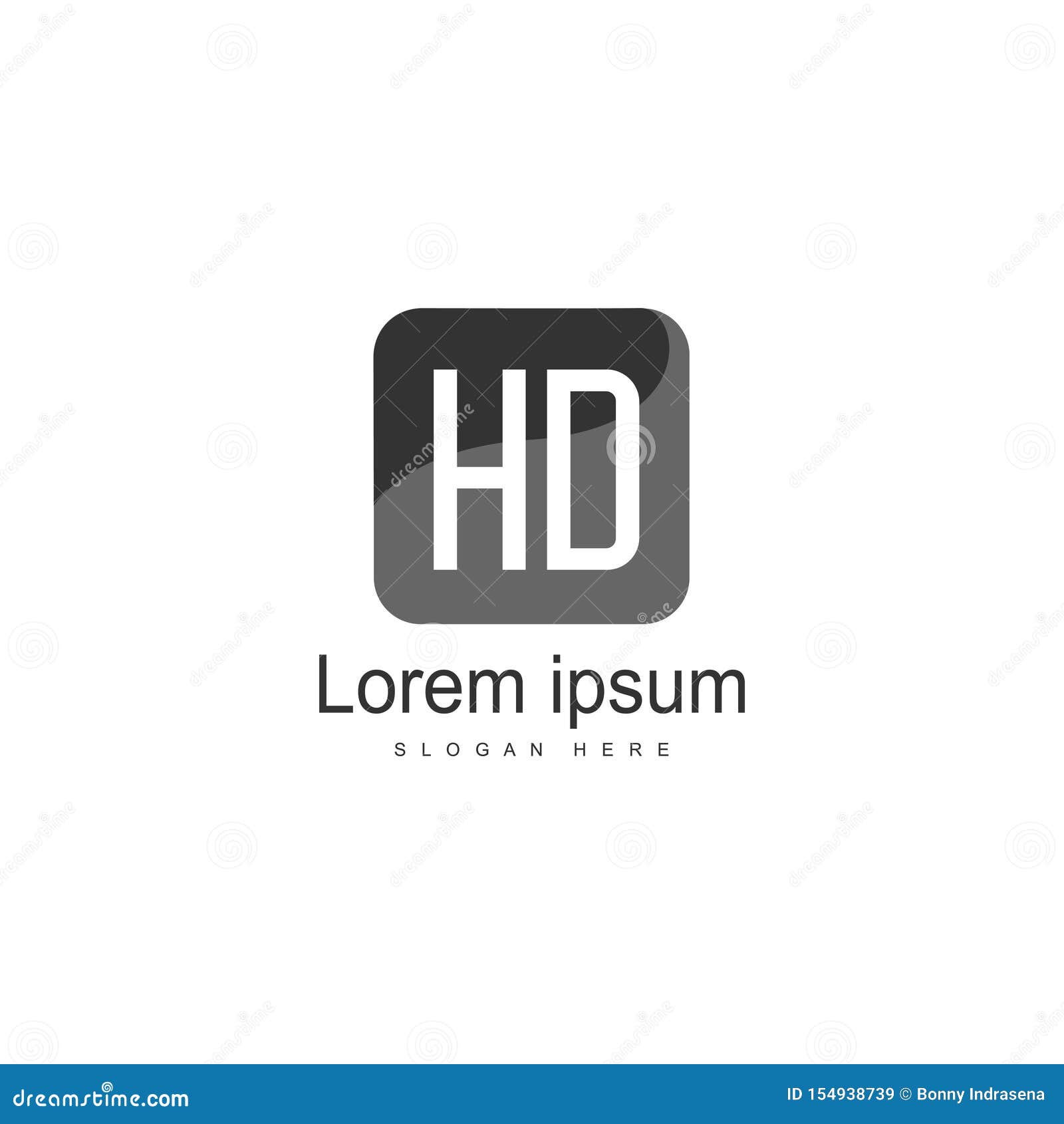 Initial HD Logo Template with Modern Frame. Minimalist HD Letter Logo ...
