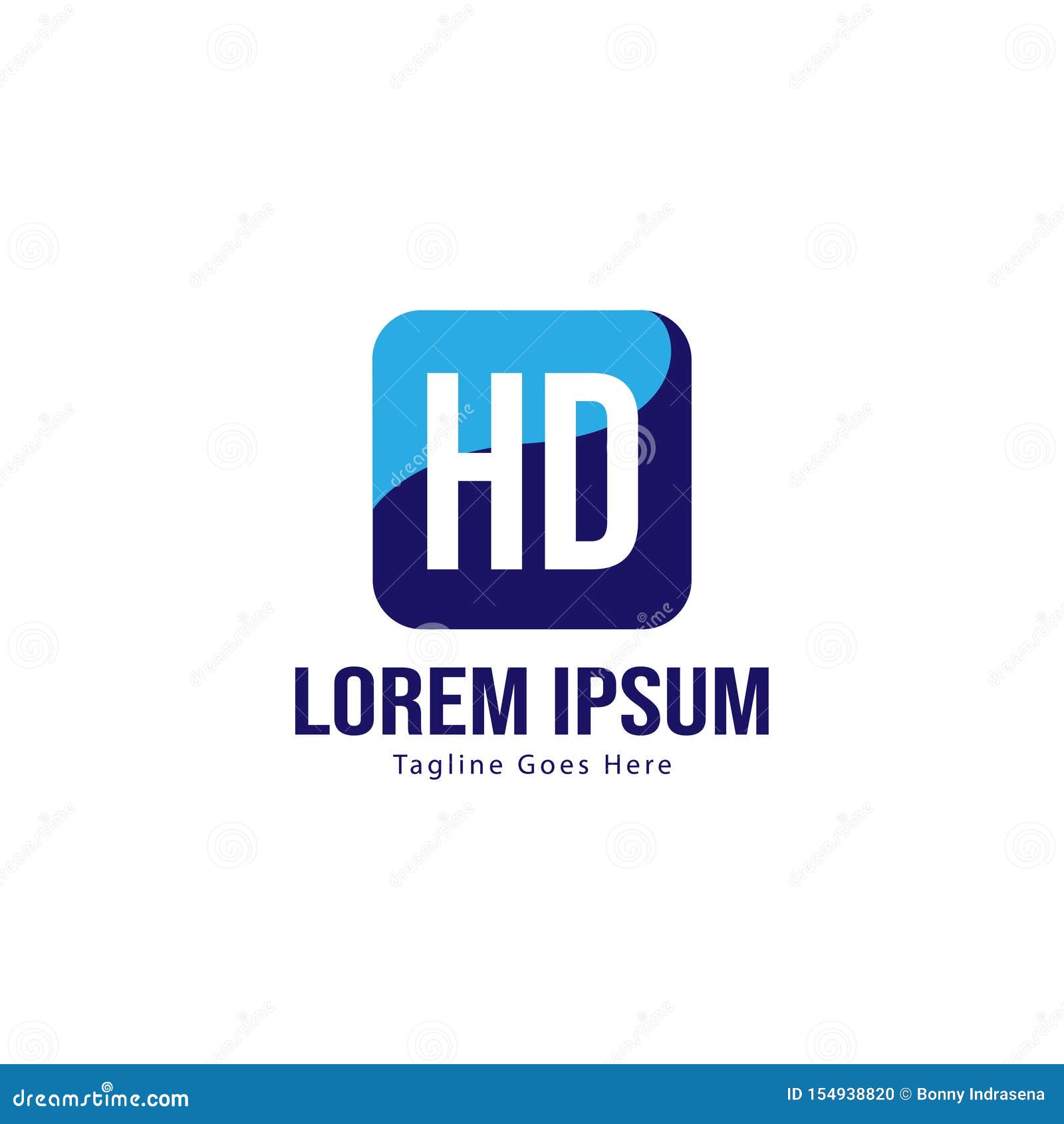 Initial HD Logo Template with Modern Frame. Minimalist HD Letter Logo ...