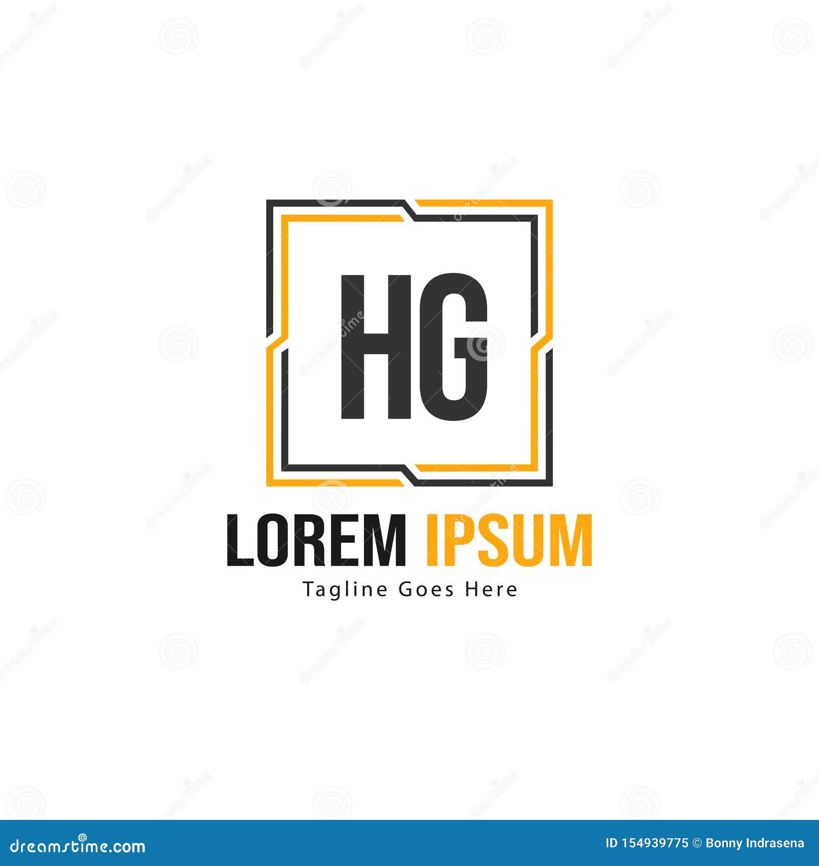 Initial HG Logo Template with Modern Frame. Minimalist HG Letter Logo ...