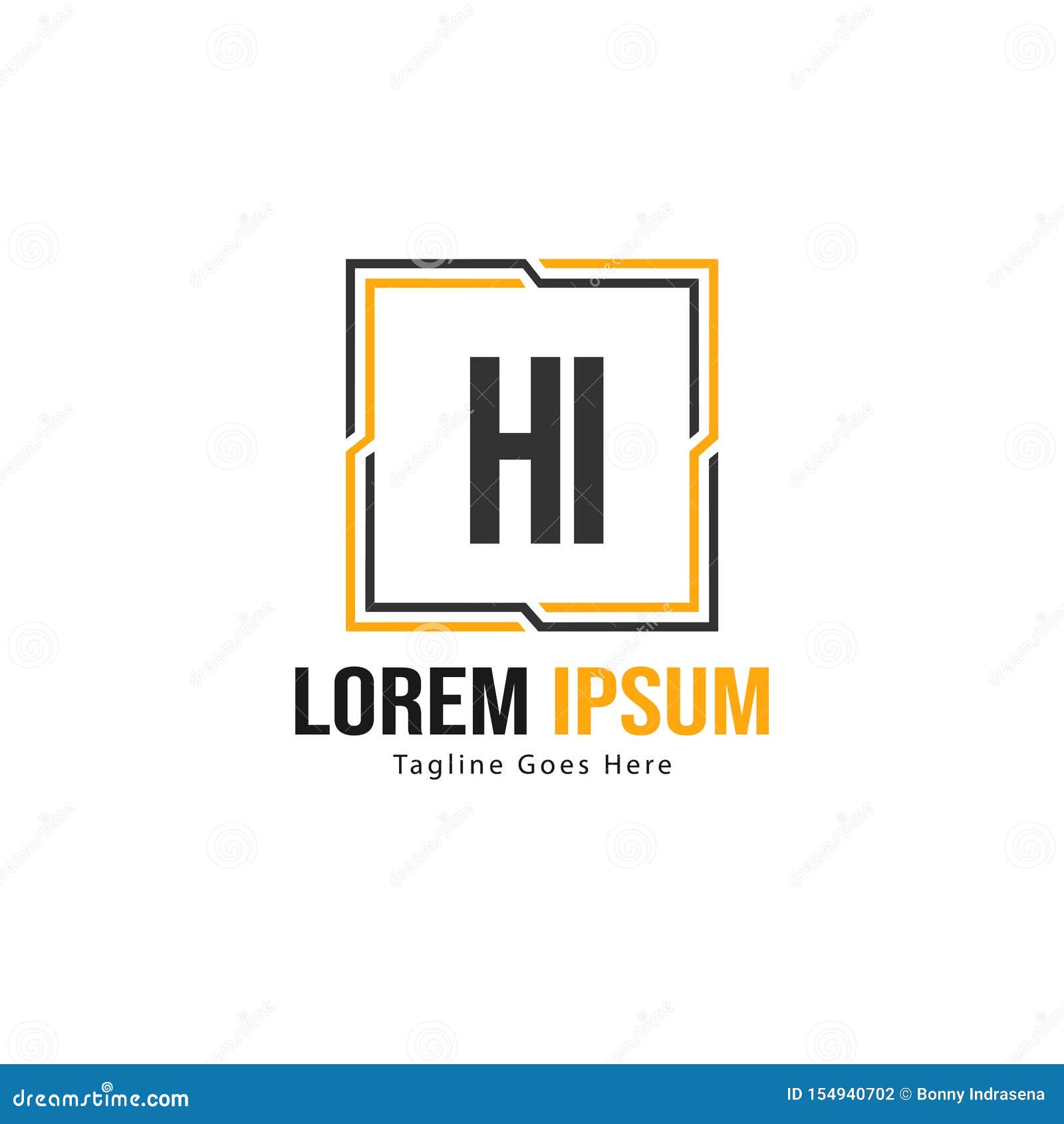 Initial HI Logo Template with Modern Frame. Minimalist HI Letter Logo ...
