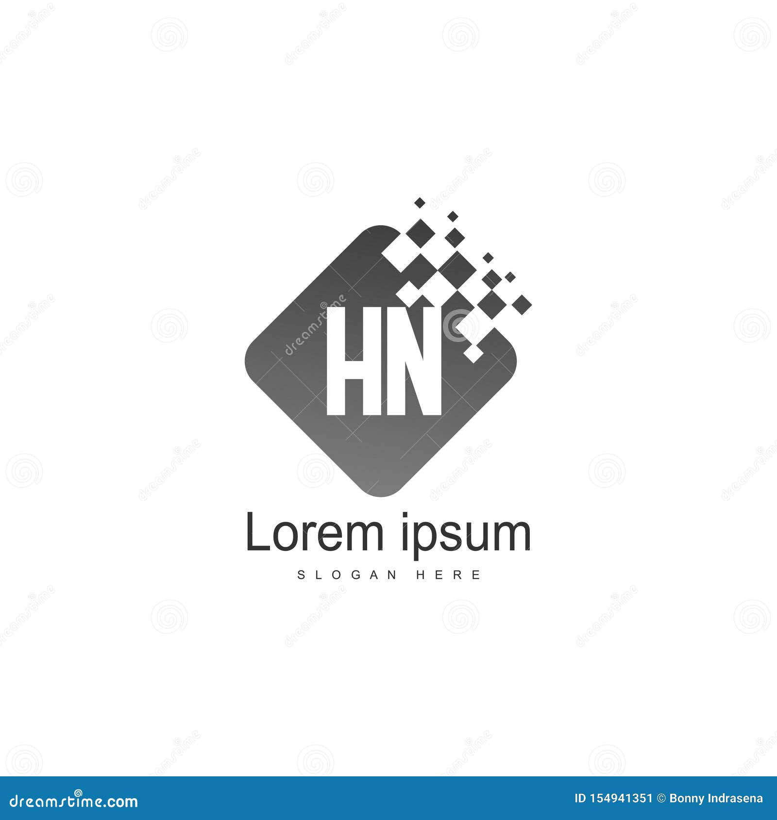 Initial HN Logo Template with Modern Frame. Minimalist HN Letter Logo ...