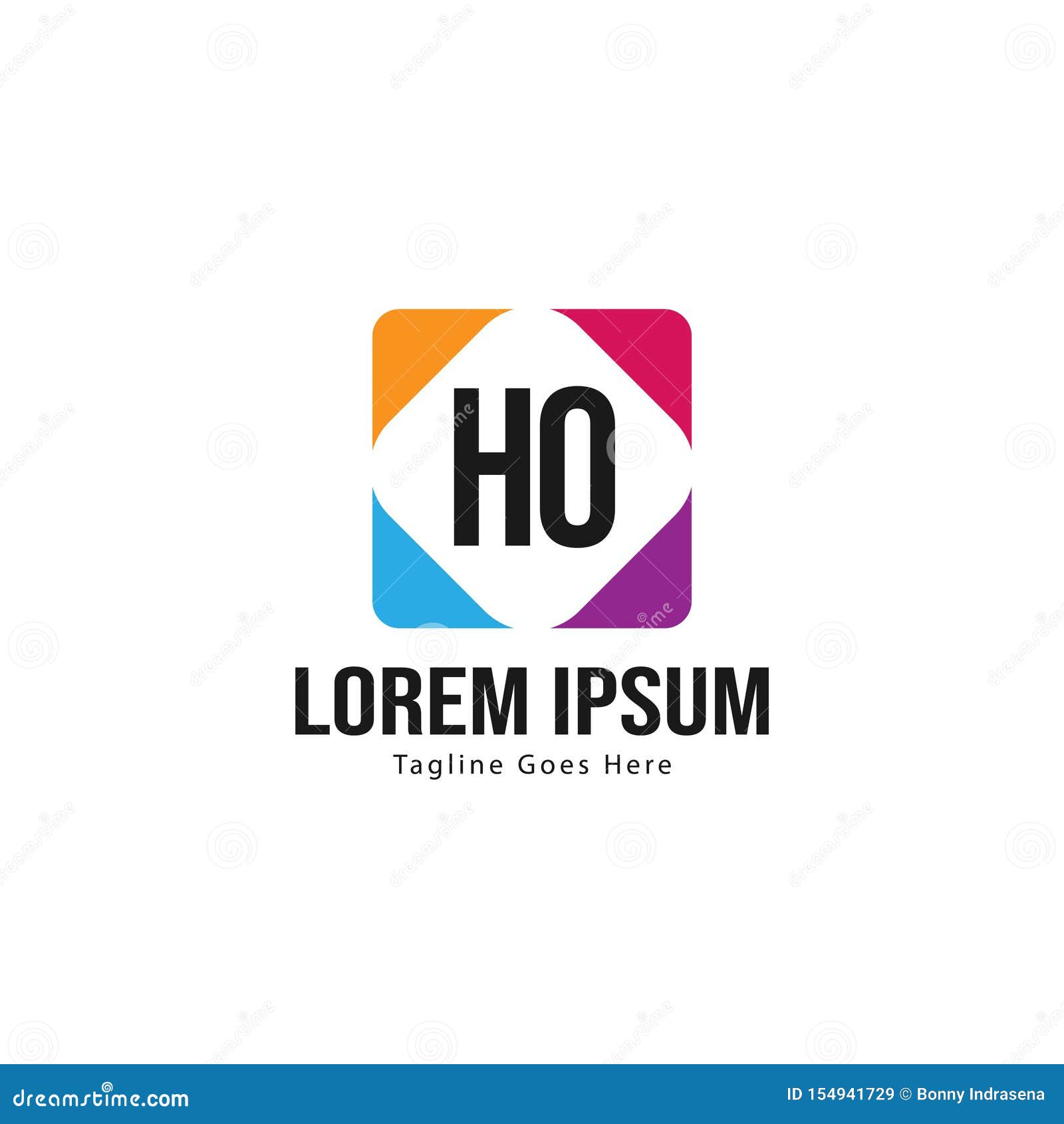Initial HO Logo Template with Modern Frame. Minimalist HO Letter Logo ...