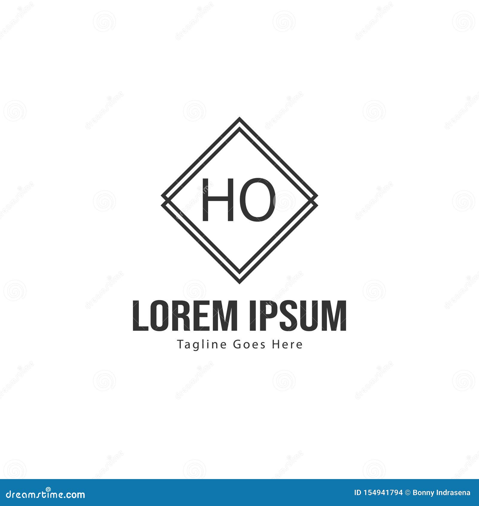 Initial HO Logo Template with Modern Frame. Minimalist HO Letter Logo ...