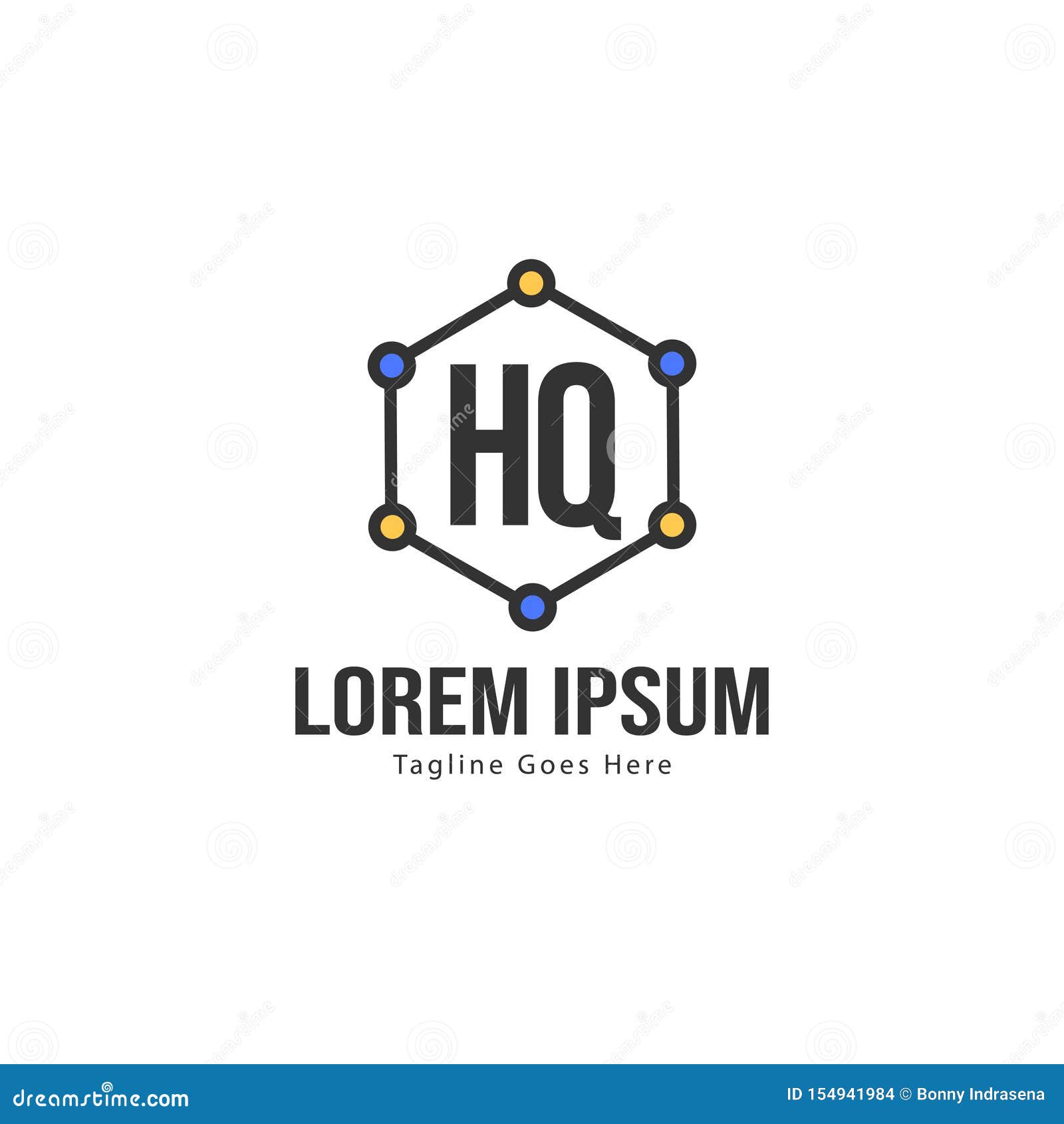 Initial HQ Logo Template with Modern Frame. Minimalist HQ Letter Logo ...