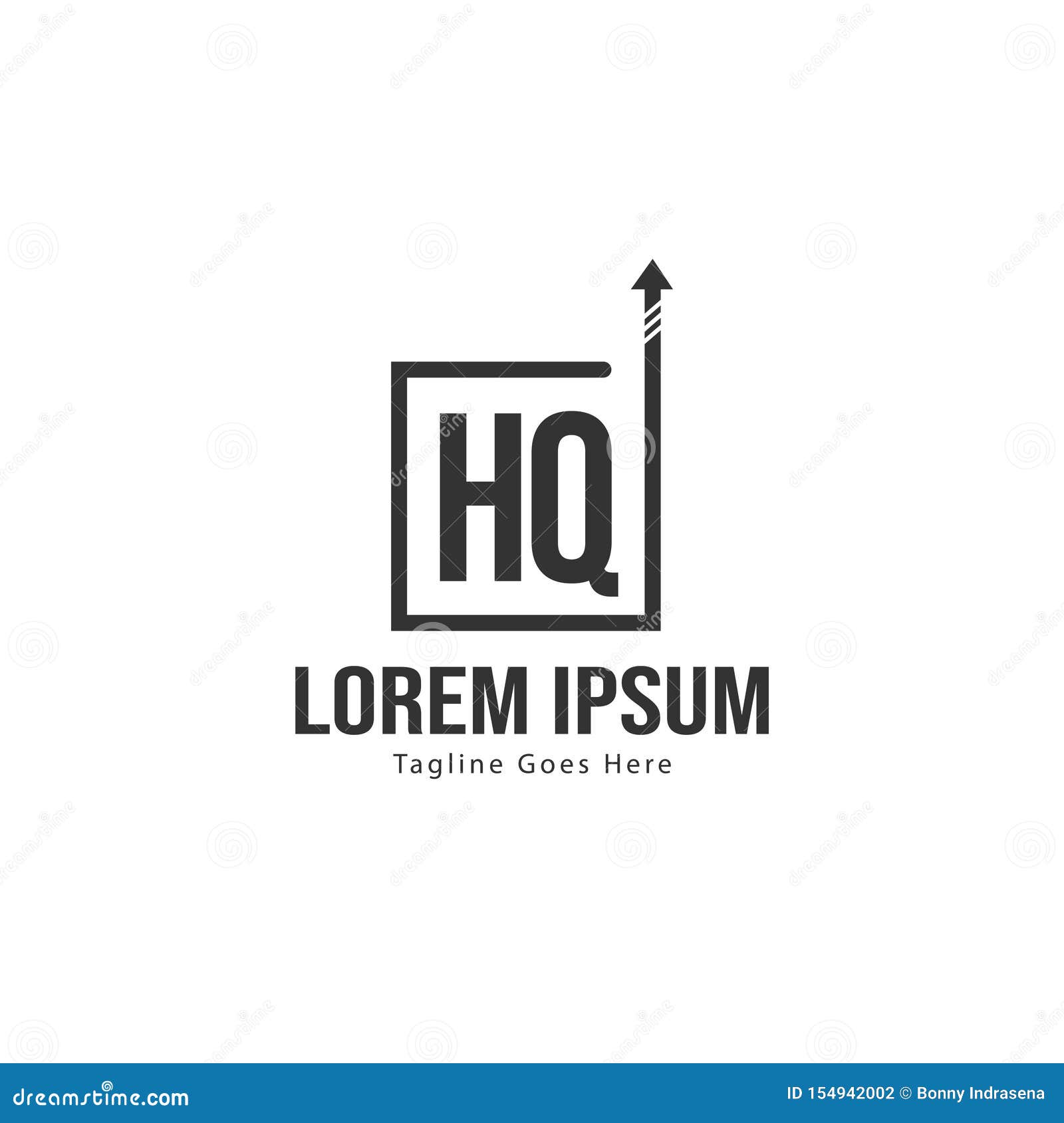 Initial HQ Logo Template with Modern Frame. Minimalist HQ Letter Logo ...