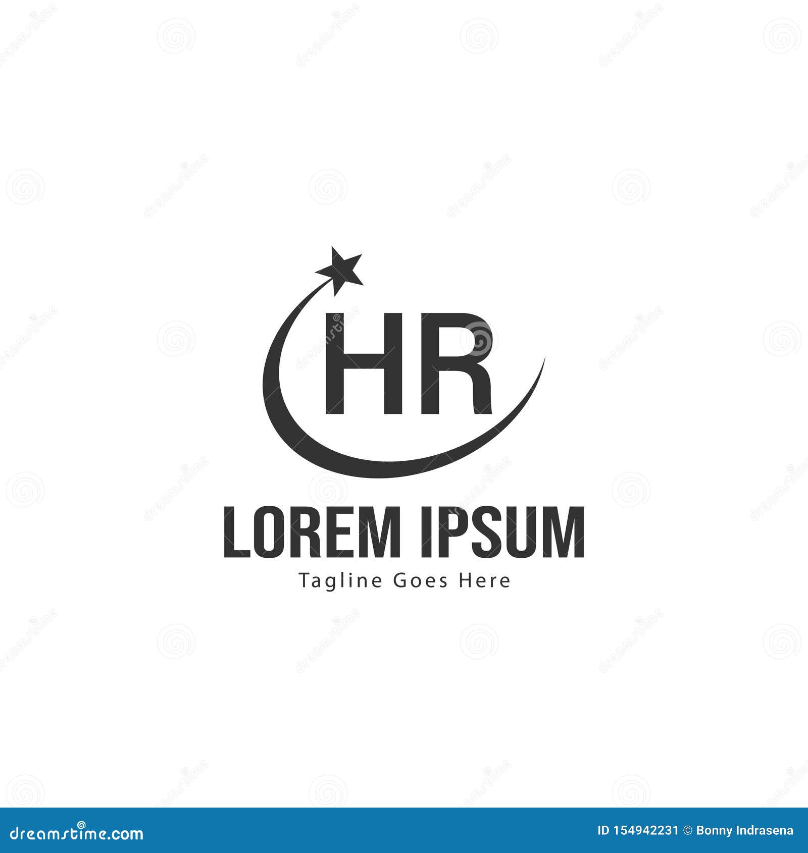 Initial HR Logo Template with Modern Frame. Minimalist HR Letter Logo ...
