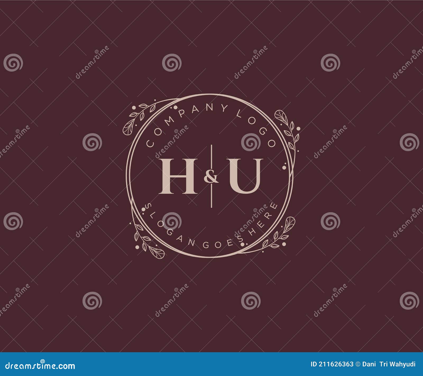 Initial HU Letters Decorative Luxury Wedding Logo Stock Vector ...