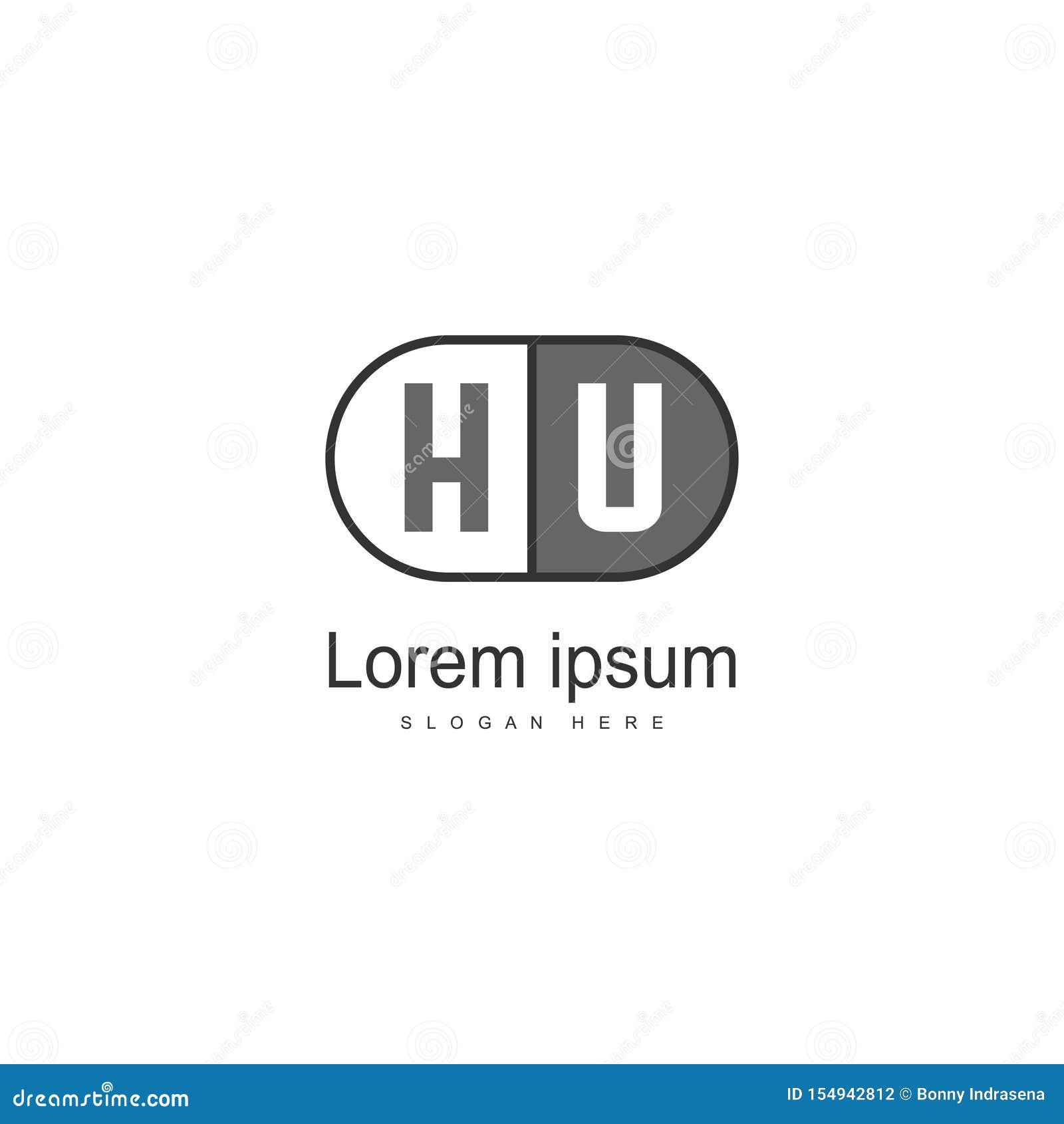 Initial HU Logo Template with Modern Frame. Minimalist HU Letter Logo ...