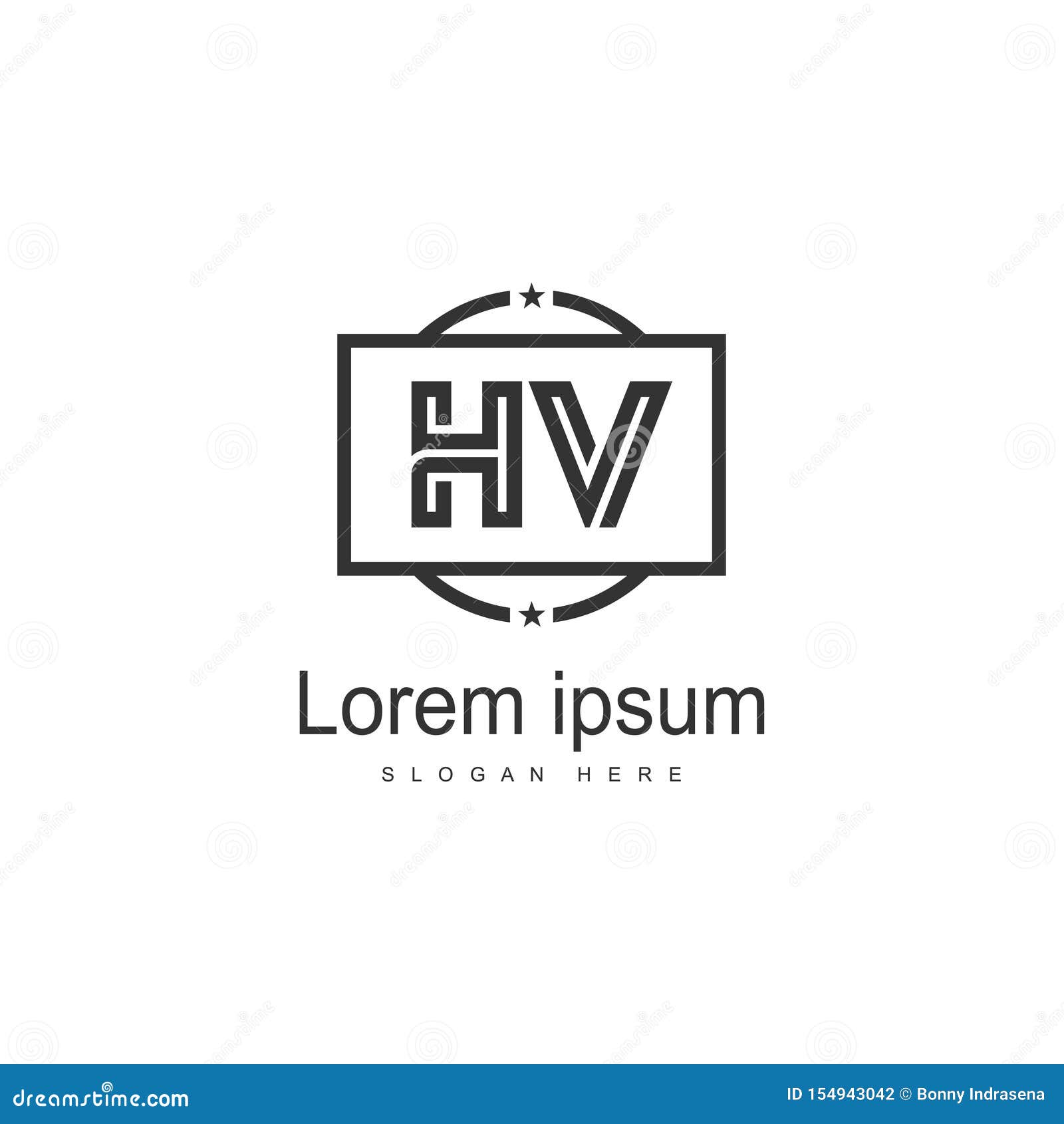 Initial HV Logo Template with Modern Frame. Minimalist HV Letter Logo ...