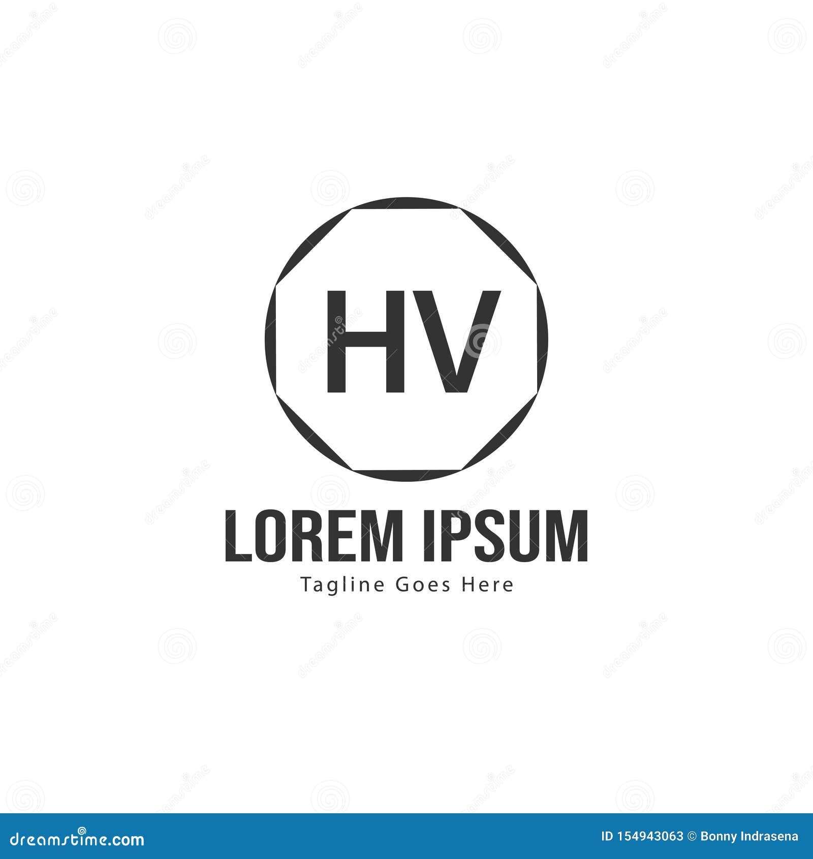 Initial HV Logo Template with Modern Frame. Minimalist HV Letter Logo ...