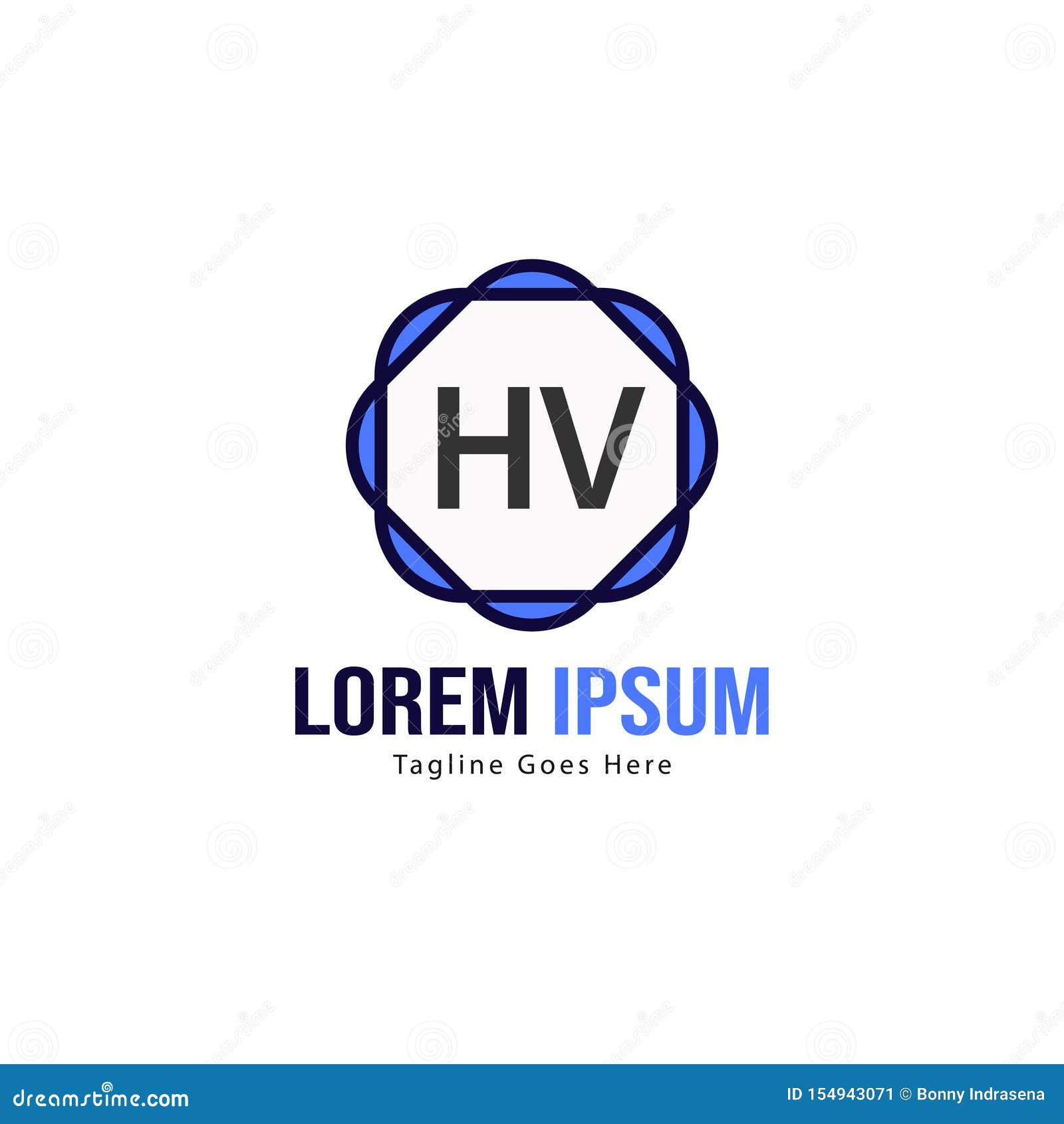 Initial HV Logo Template with Modern Frame. Minimalist HV Letter Logo ...