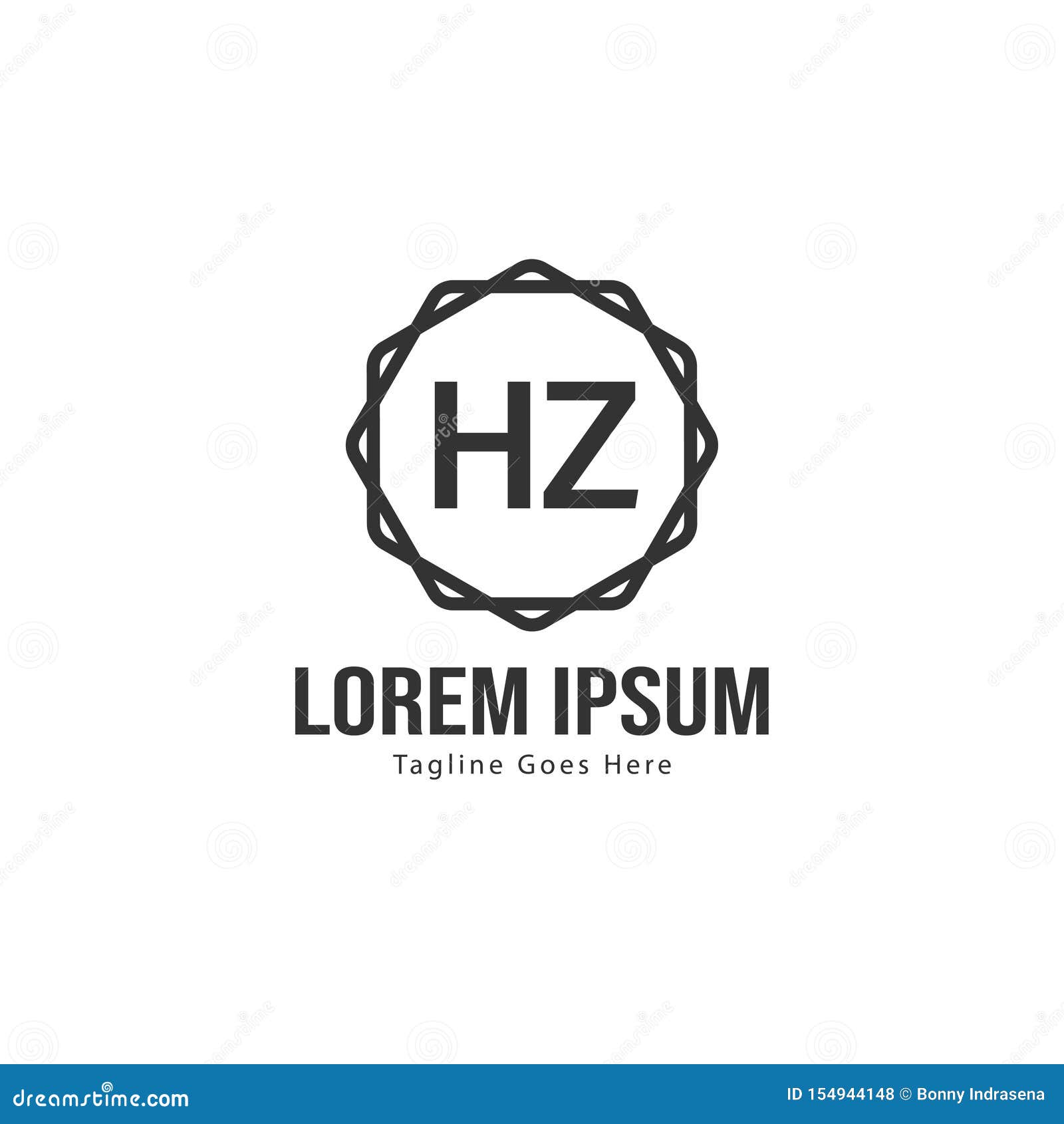 Initial HZ Logo Template with Modern Frame. Minimalist HZ Letter Logo ...