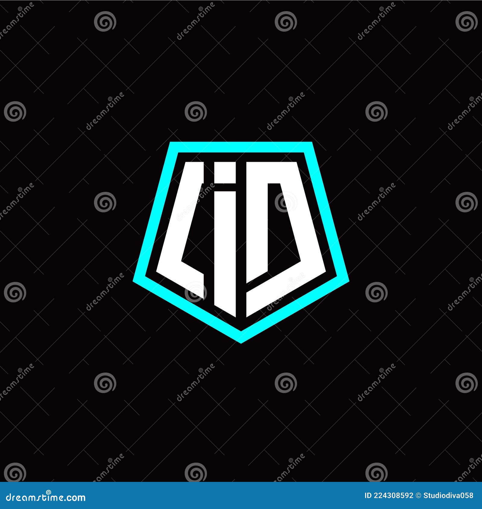 Initial I D Letter with Polygon Modern Style Logo Template Vector Stock ...