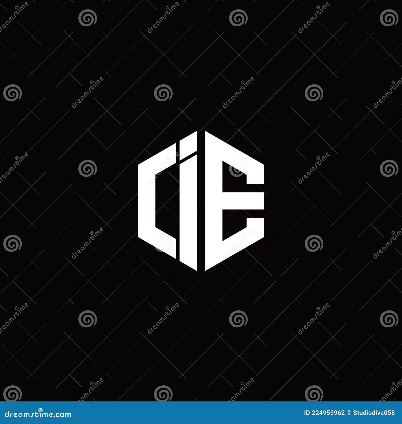 Initial I E Letter with Polygon Modern Style Logo Template Vector Stock ...