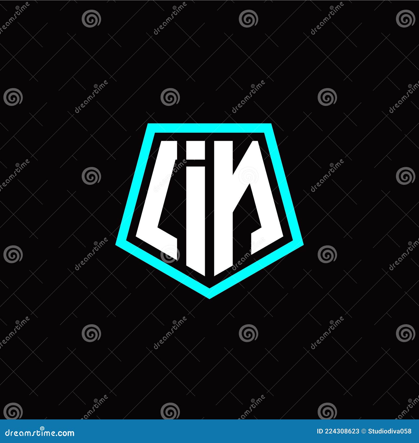 Initial I N Letter with Polygon Modern Style Logo Template Vector Stock ...