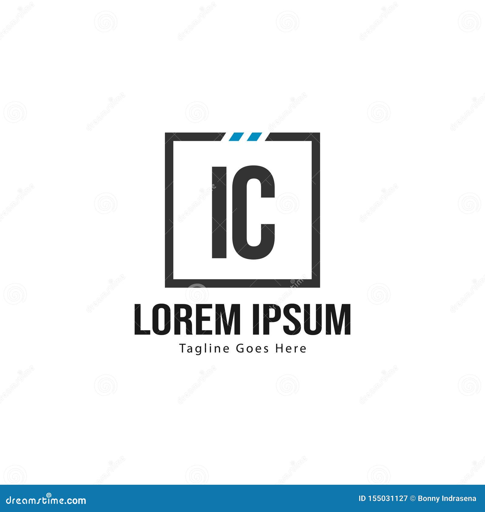 Initial IC Logo Template with Modern Frame. Minimalist IC Letter Logo ...