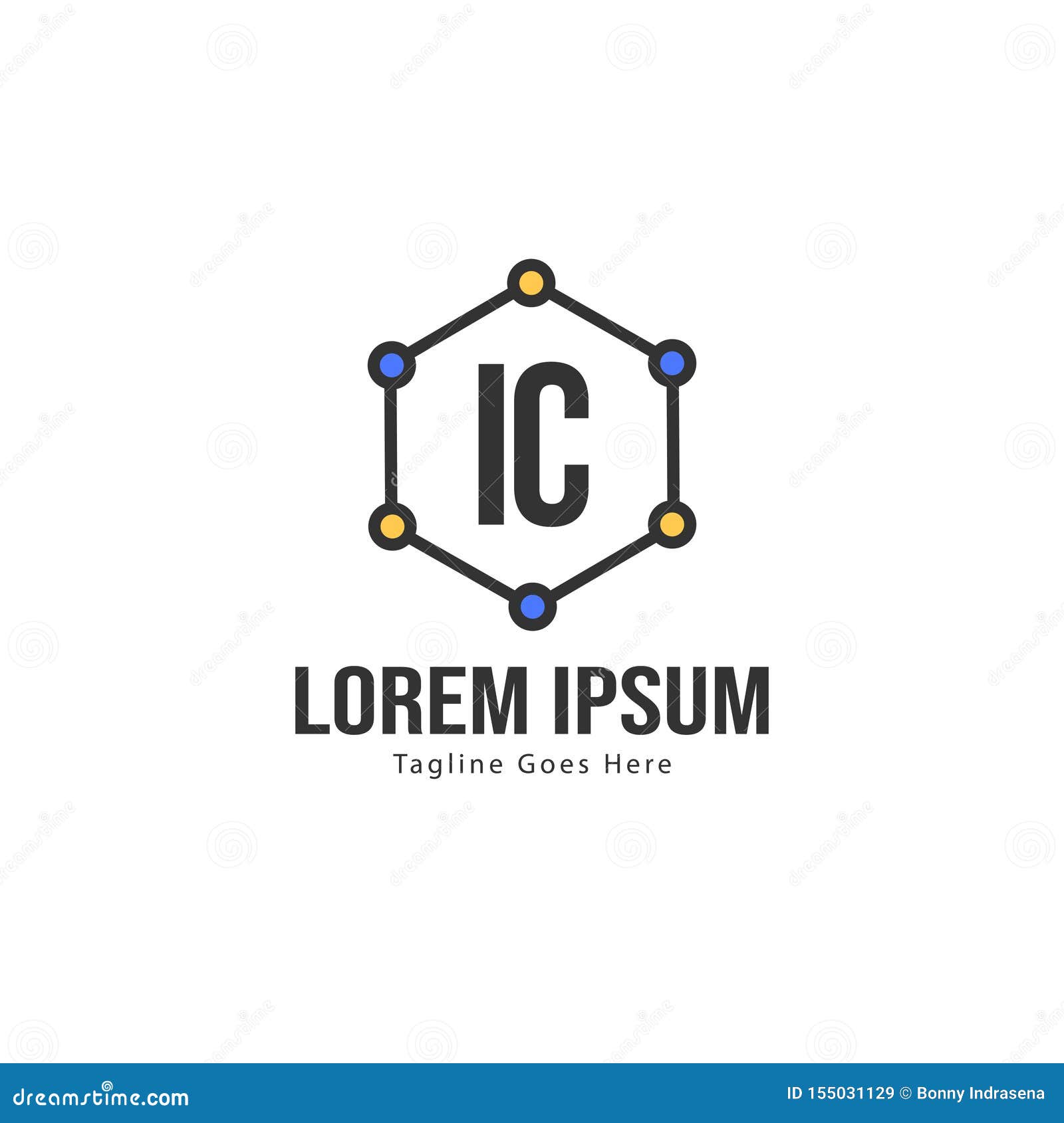 Initial IC Logo Template with Modern Frame. Minimalist IC Letter Logo ...
