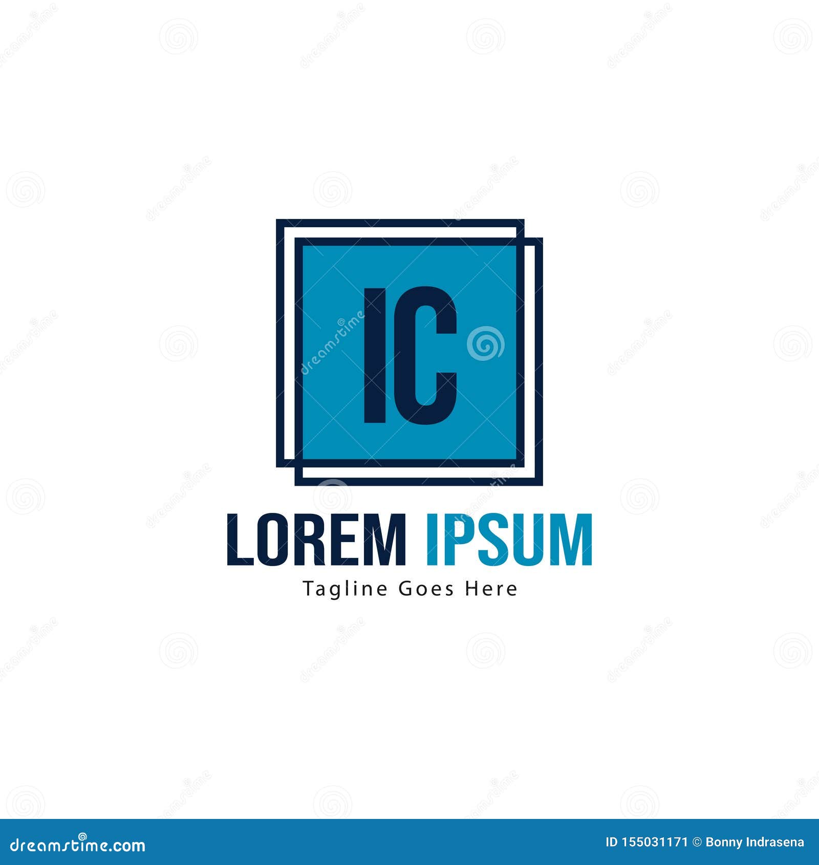 Initial IC Logo Template with Modern Frame. Minimalist IC Letter Logo ...