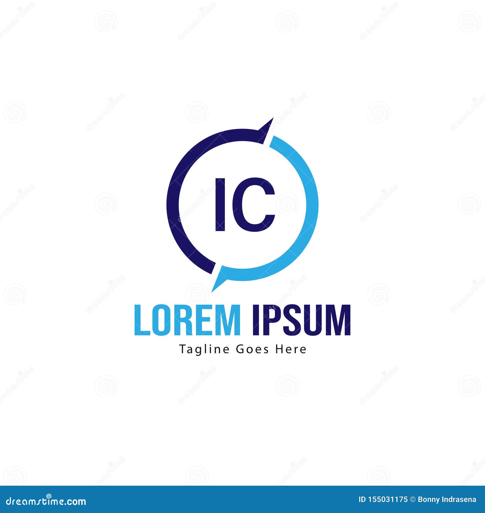 Initial IC Logo Template with Modern Frame. Minimalist IC Letter Logo ...