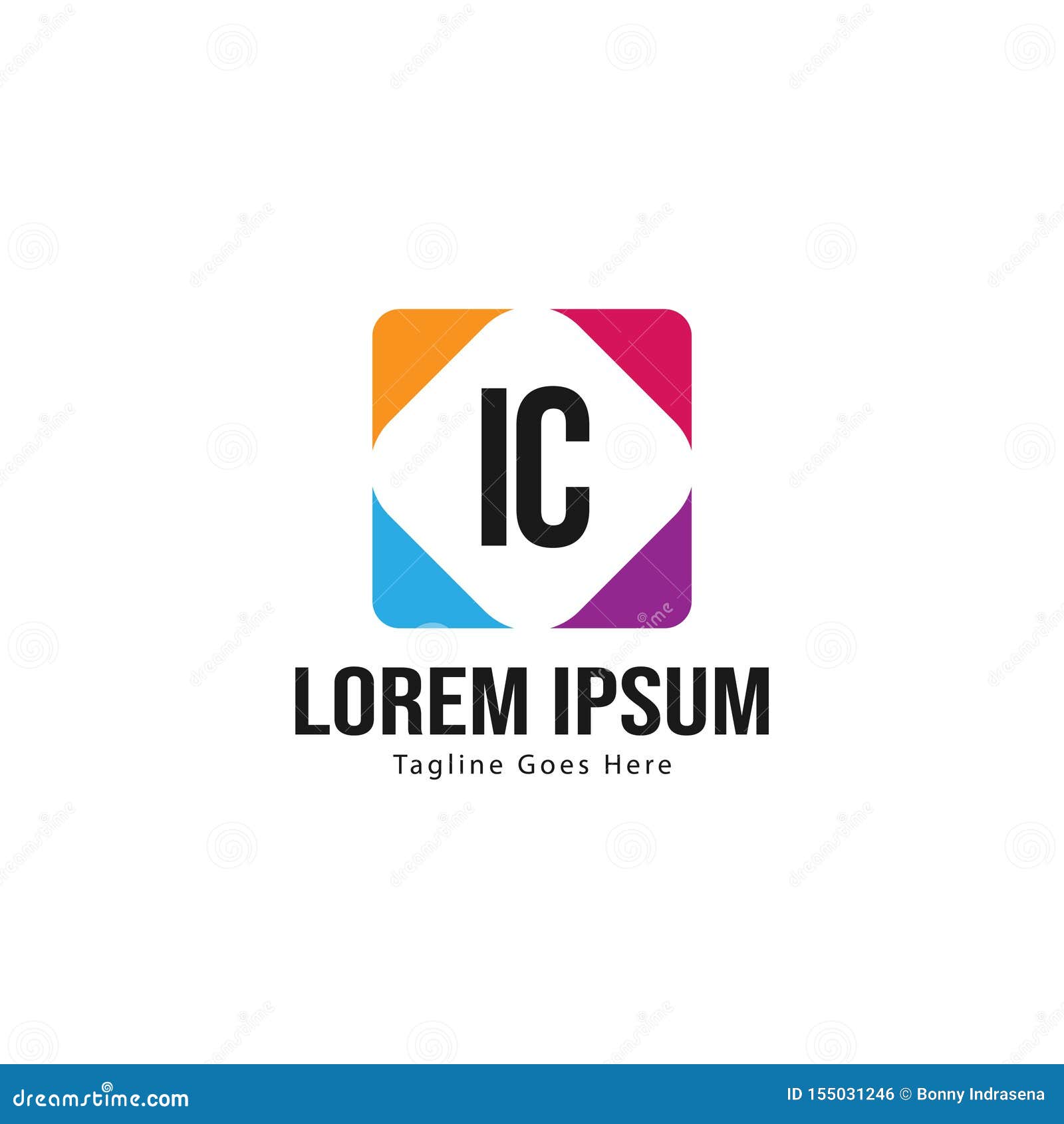 Initial IC Logo Template with Modern Frame. Minimalist IC Letter Logo ...